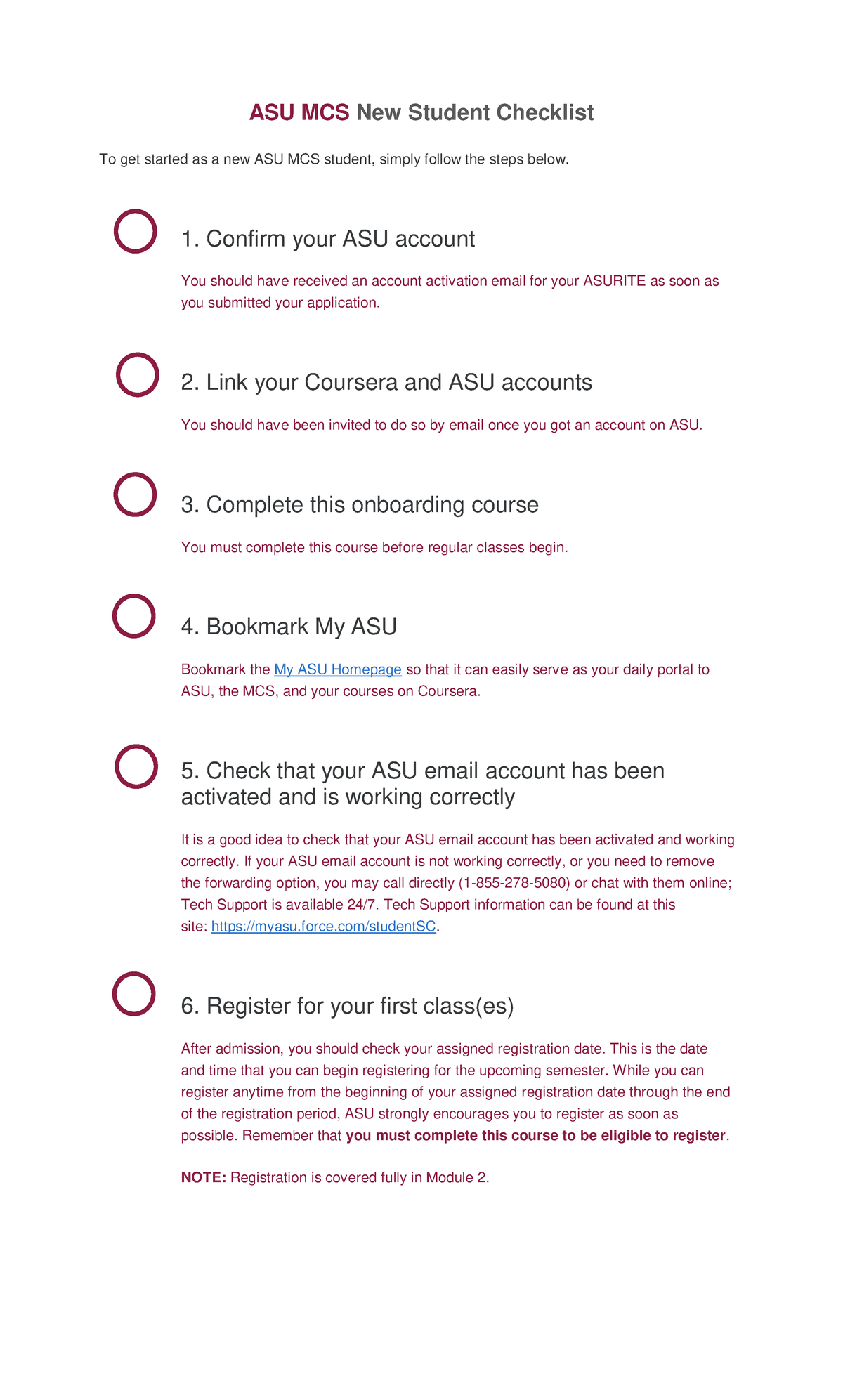New Student Checklist updated-2 - ASU MCS New Student Checklist To get ...