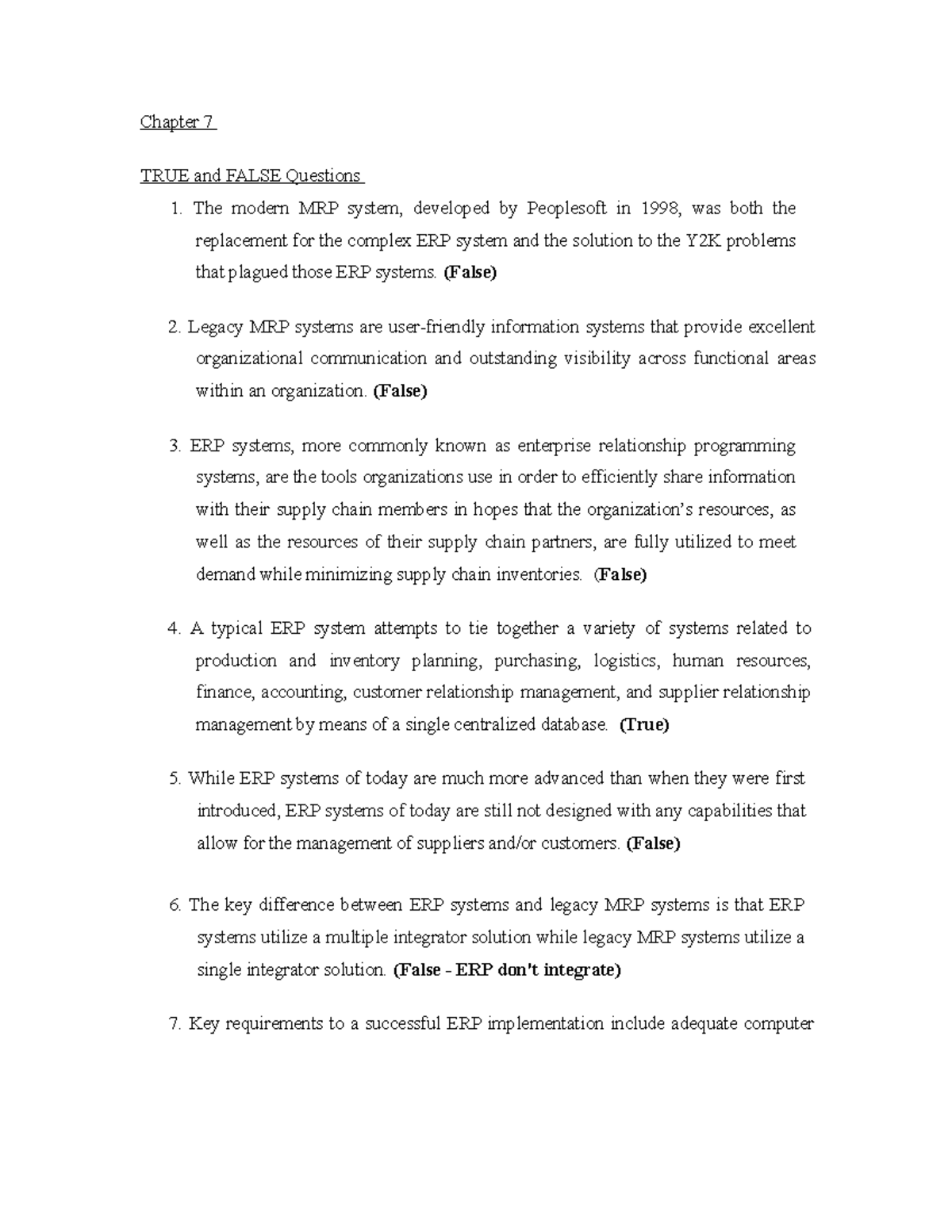 Scm Tutorial 7 True False Objective And Essay Questions Essay Questions Your Boss Just Came