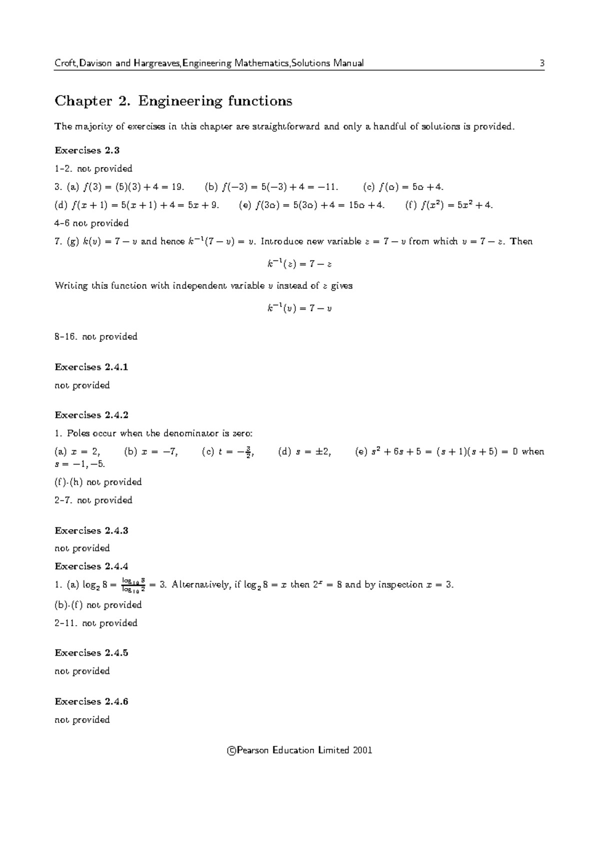 Chap02 - 공학수학 솔루션 - Croft,Davison and Hargreaves,Engineering Mathematics,Solutions Manual 3 ...