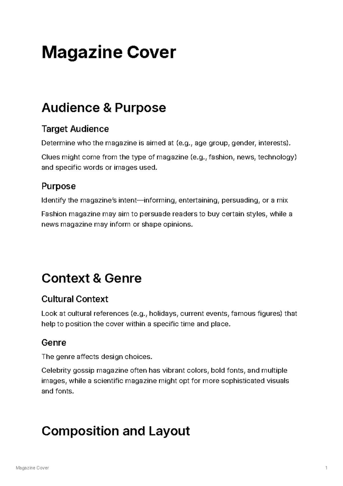 Magazine Cover - Magazine Cover Audience & Purpose Target Audience ...