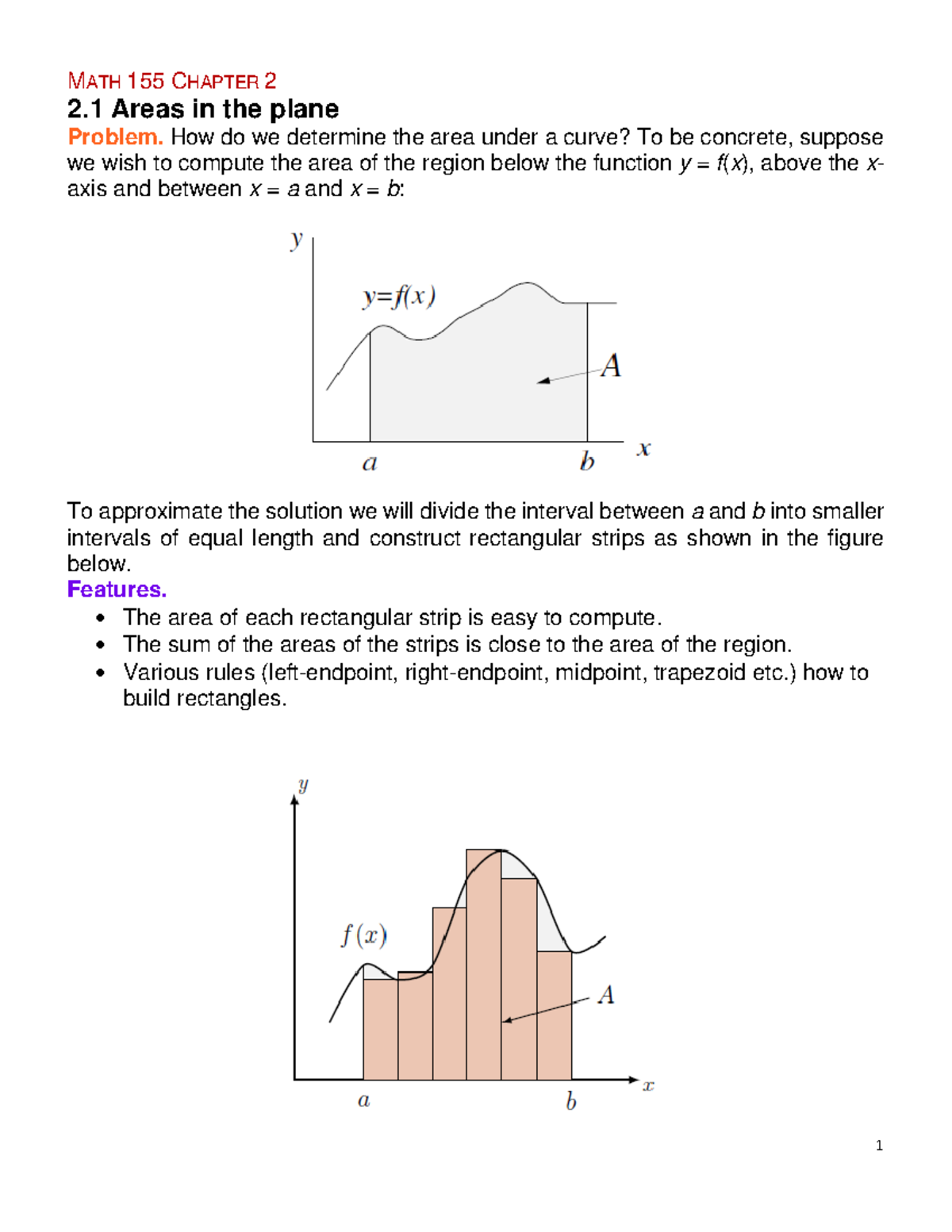 Chapter 2 - study - ####### MATH 155 CHAPTER 2 2 Areas in the plane ...