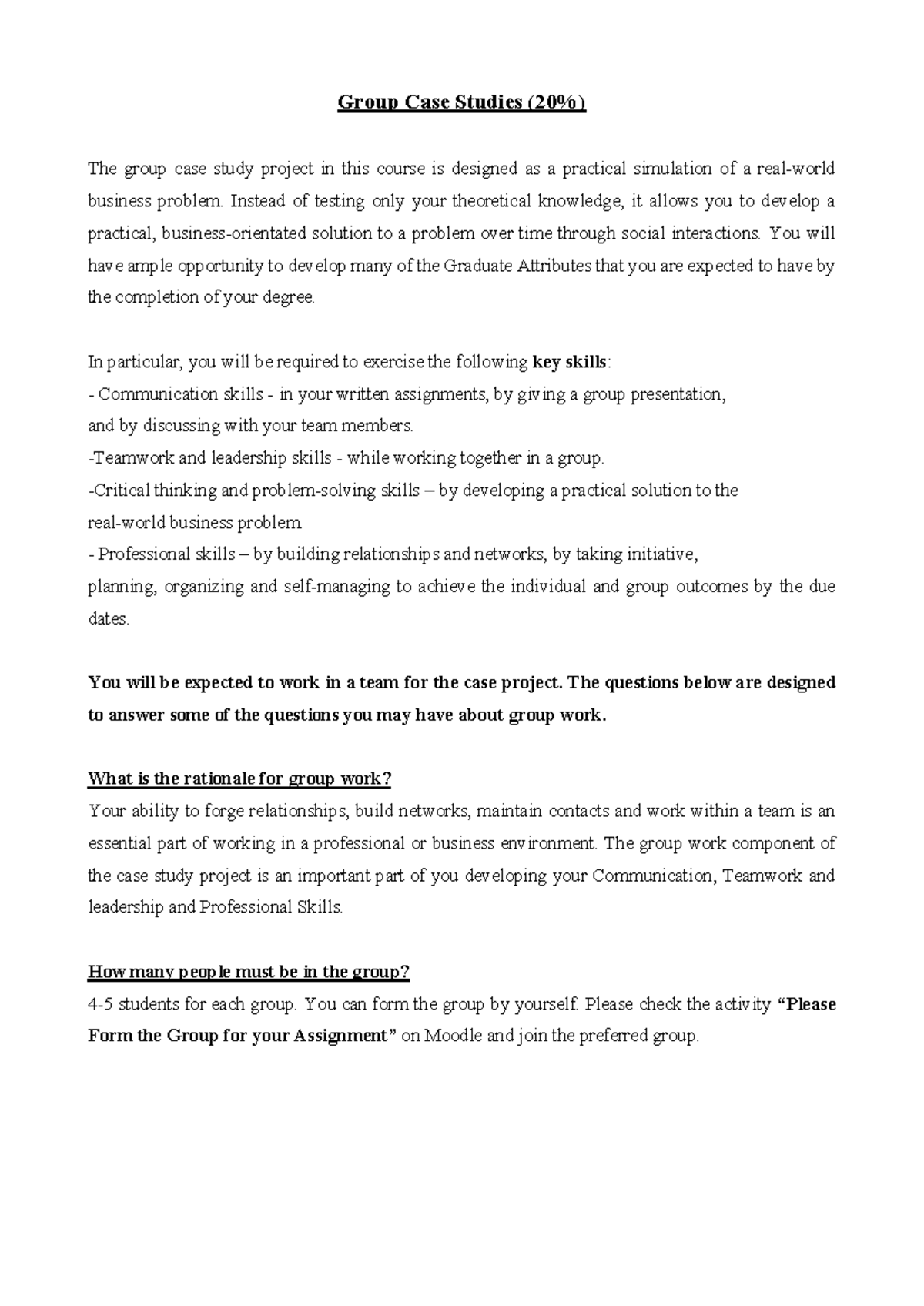 TACC605 Group CASE Study - Student T1 24 - Group Case Studies (20%) The ...