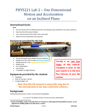 pre-Lab 7 - Impulse-Momentum Theorem - PHYS 221 - Studocu