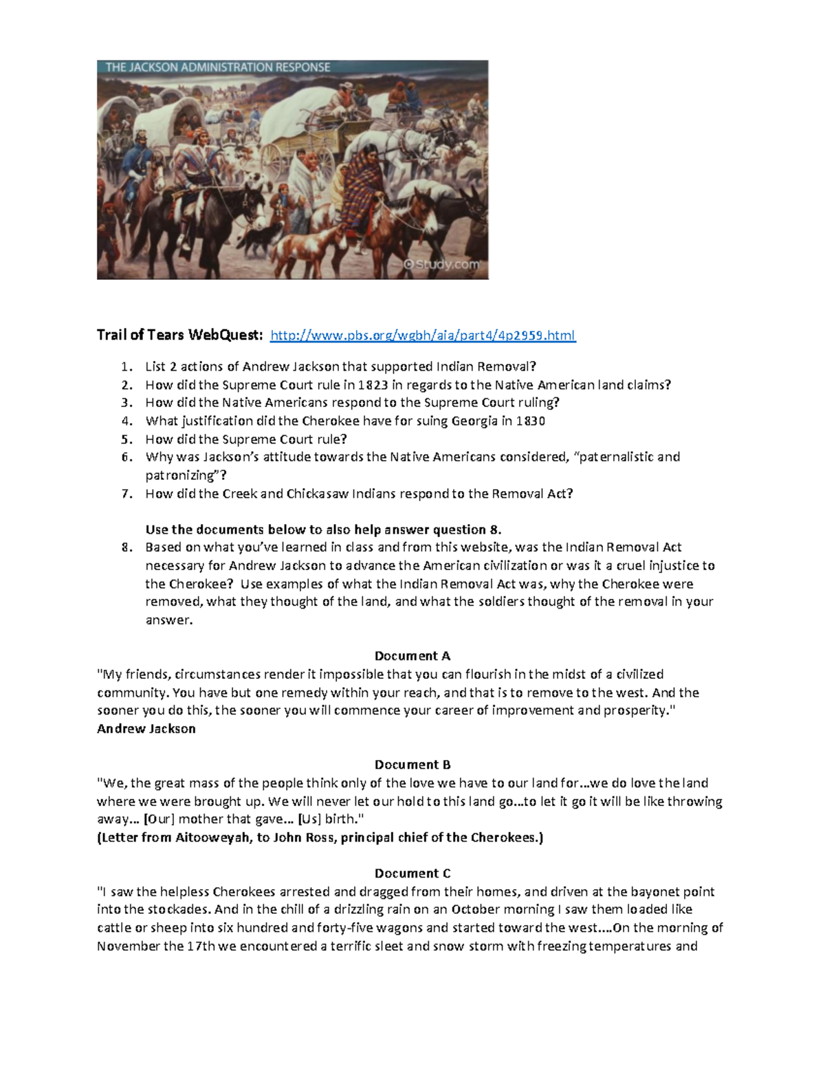 Gavin Troost - Trail+of+tears+Web Q2018 - Trail of Tears WebQuest: pbs ...