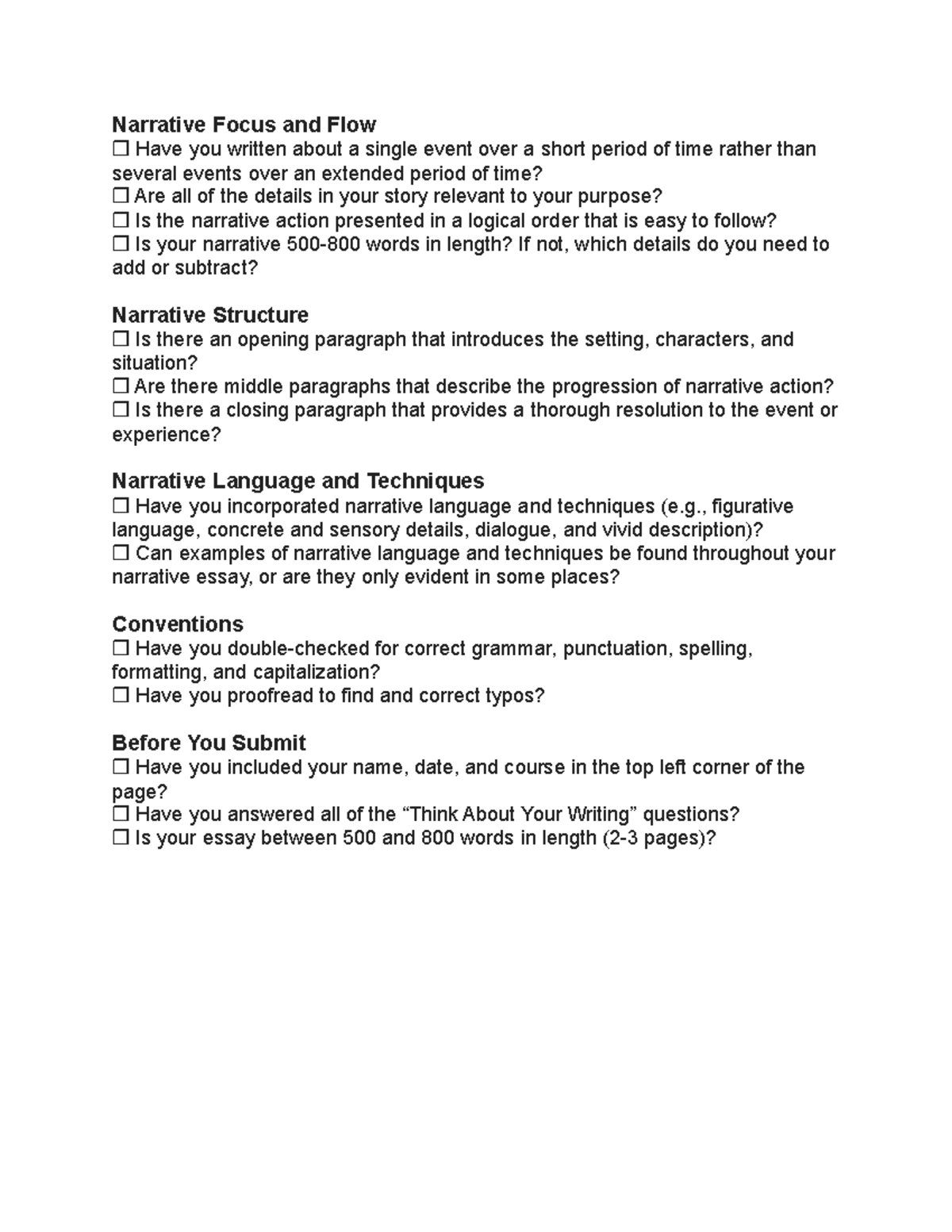 Narrative Focus and Flow - , figurative language, concrete and sensory ...