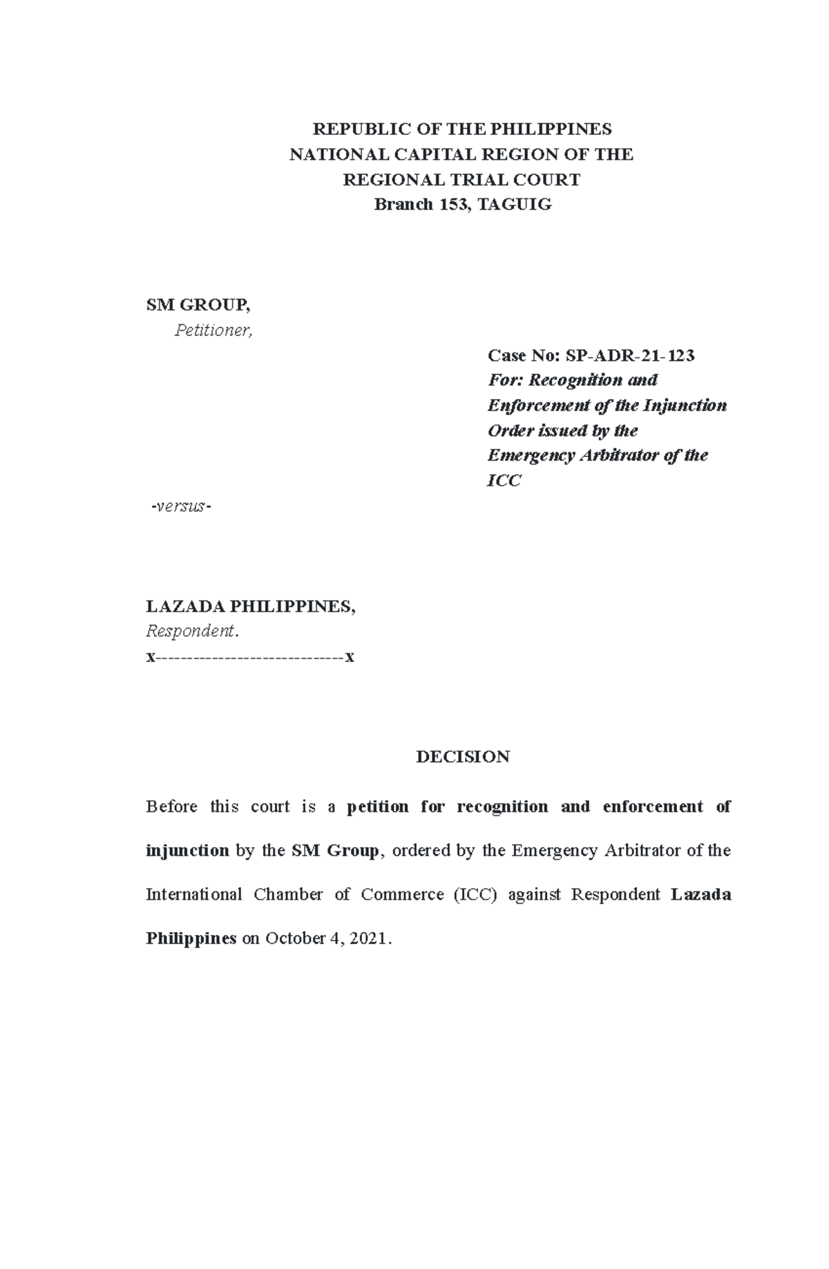 RTC-Taguig Decision Group 2 - REPUBLIC OF THE PHILIPPINES NATIONAL ...