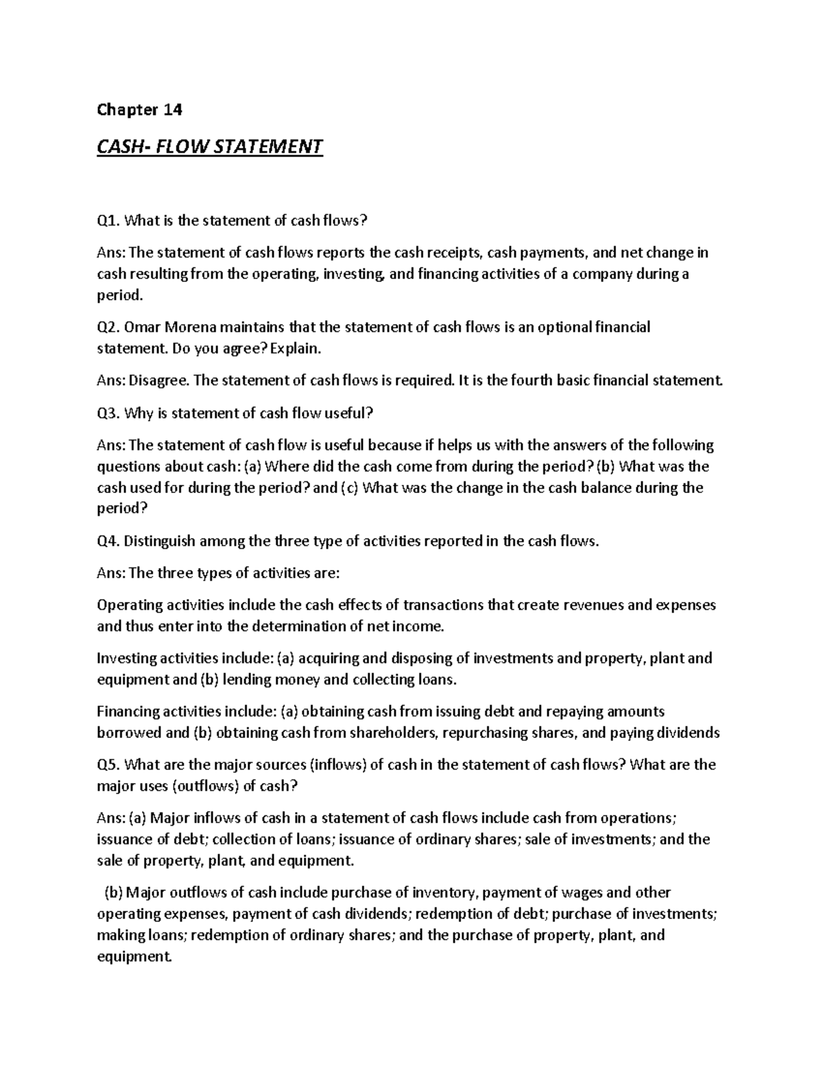 Cash Flow Statement Problems Solutions Warning TT Undefined