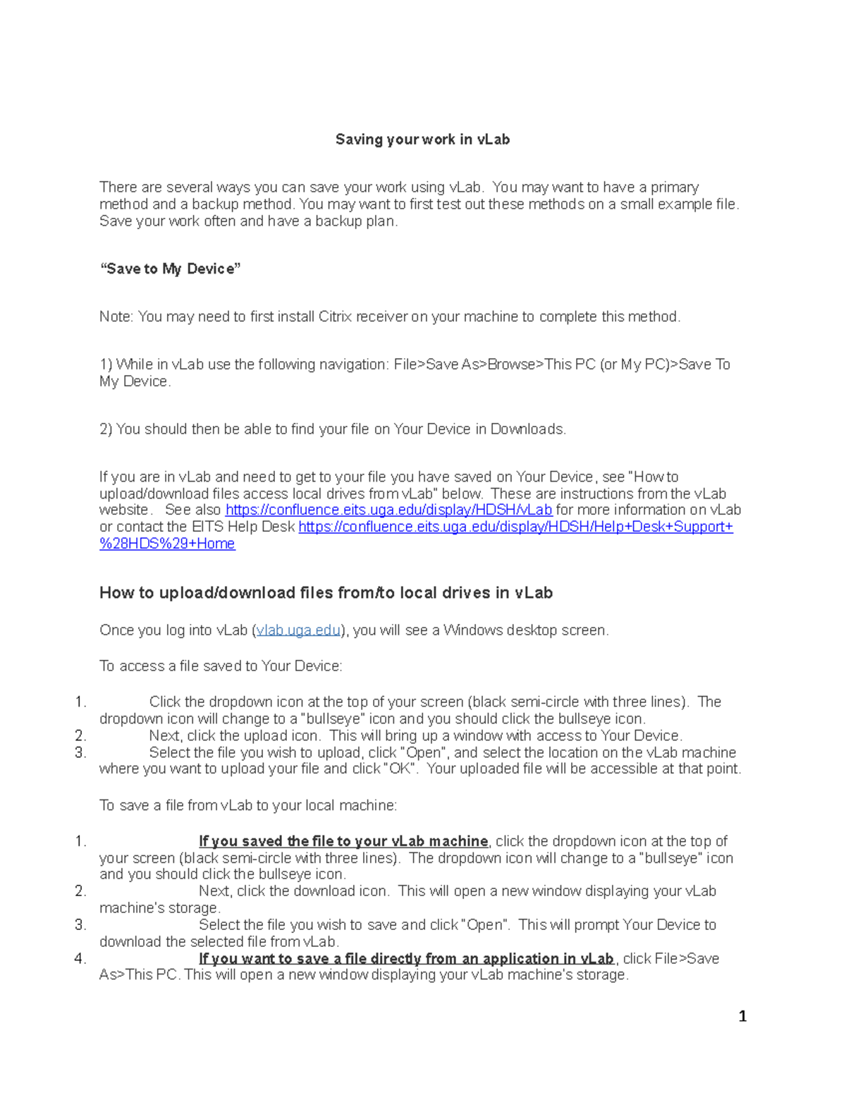 Saving your work in v Lab - Saving your work in vLab There are several ways you can save your ...