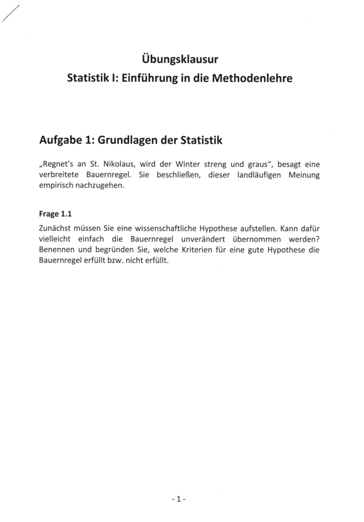 Probeklausur Wintersemester 2015/2016, Fragen - Deskriptive Statistik - Studocu