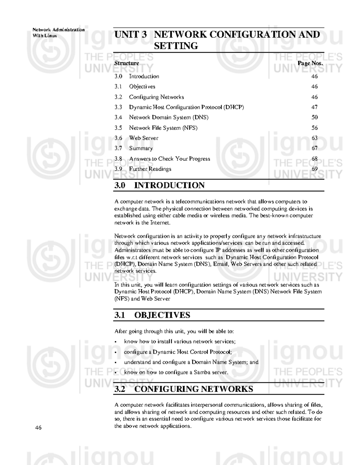 Network - 3 Introduction 46 3 Objectives 46 3 Configuring Networks 46 3 ...
