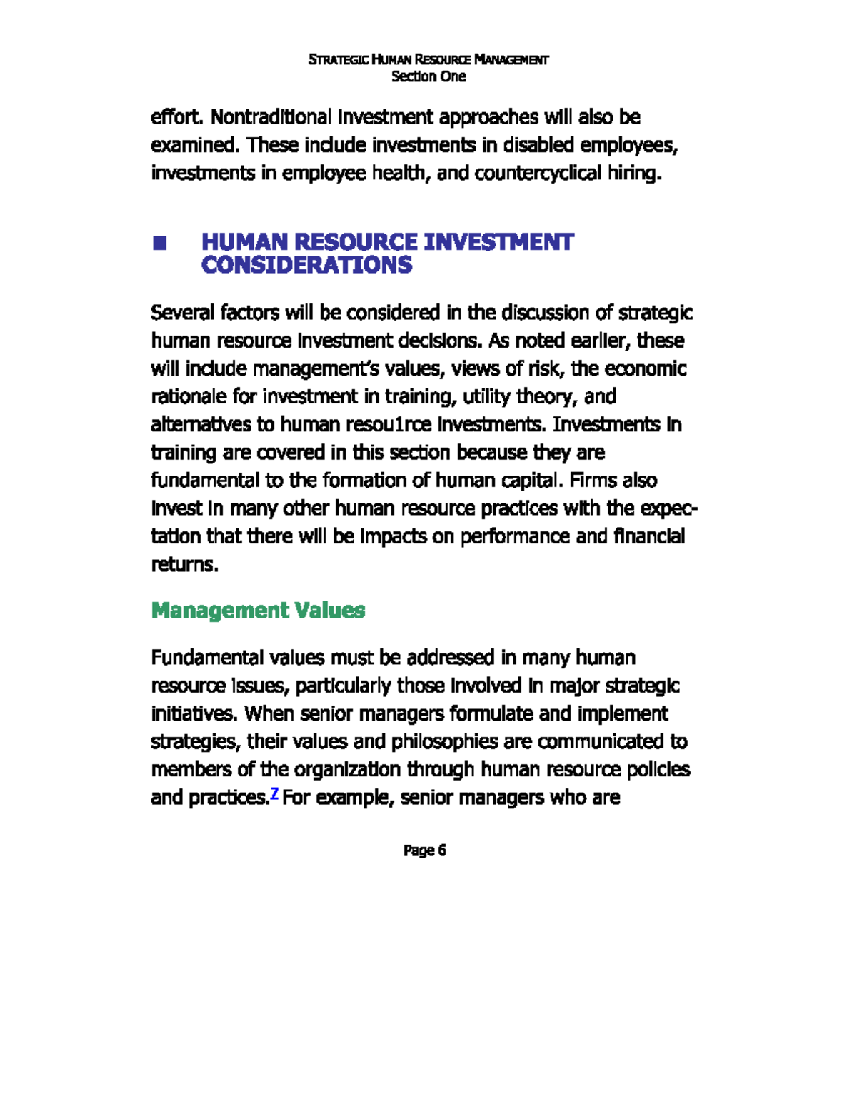 Human Resource Investment Considerations - Human Resource Management ...