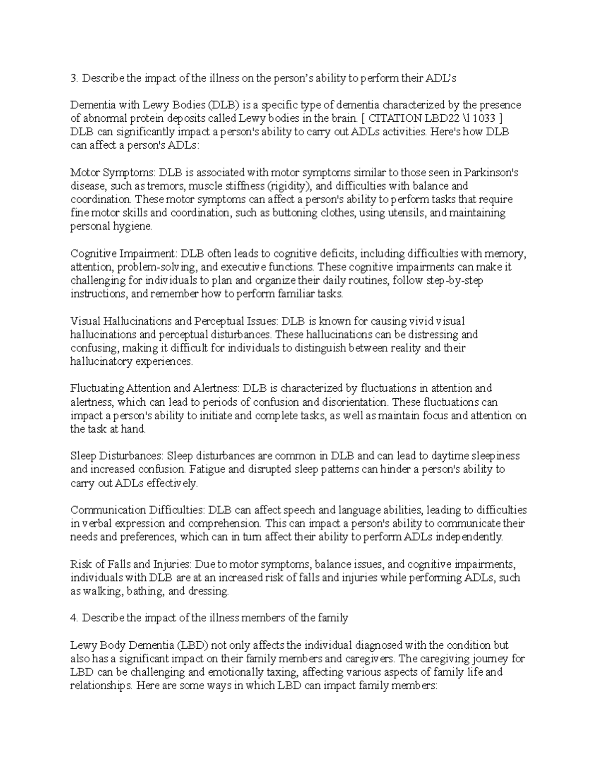 Hca202 assignment - Describe the impact of the illness on the person’s ...