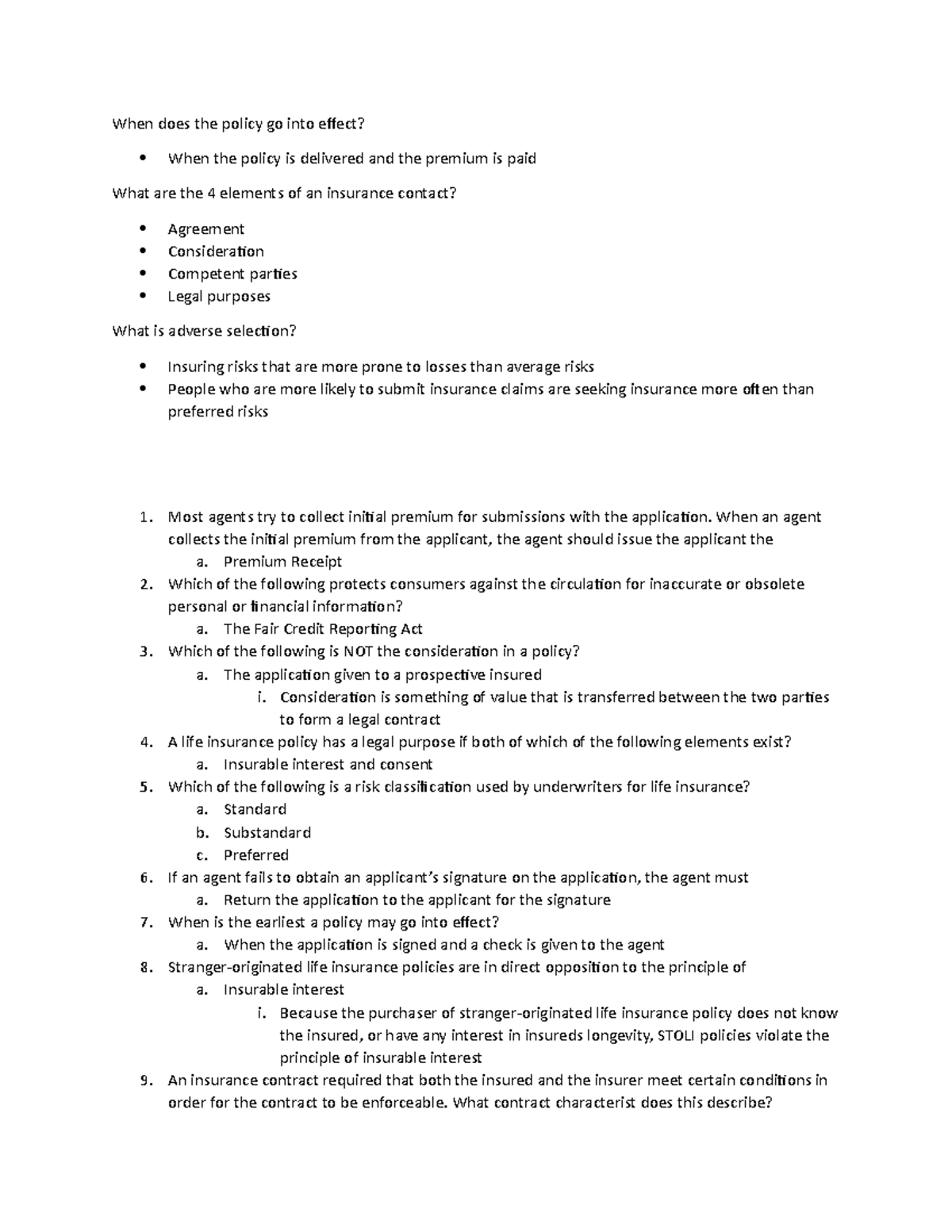 Chapter 1 Quiz - Introduction to insurance jargon, policies and its ...