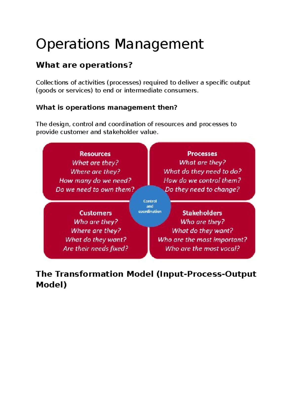 Operations Management: What are operations and their management? - Studocu
