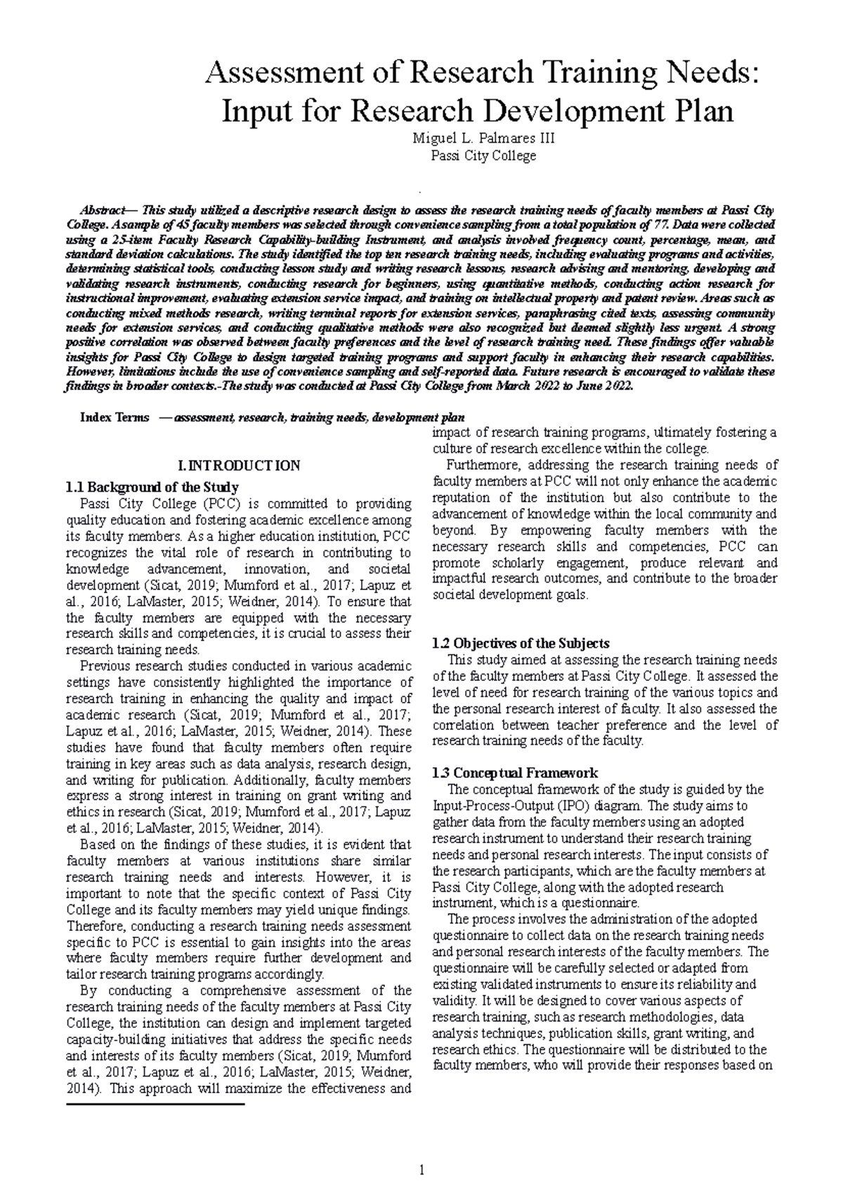 Research-Training-Needs - Abstract— This study utilized a descriptive ...