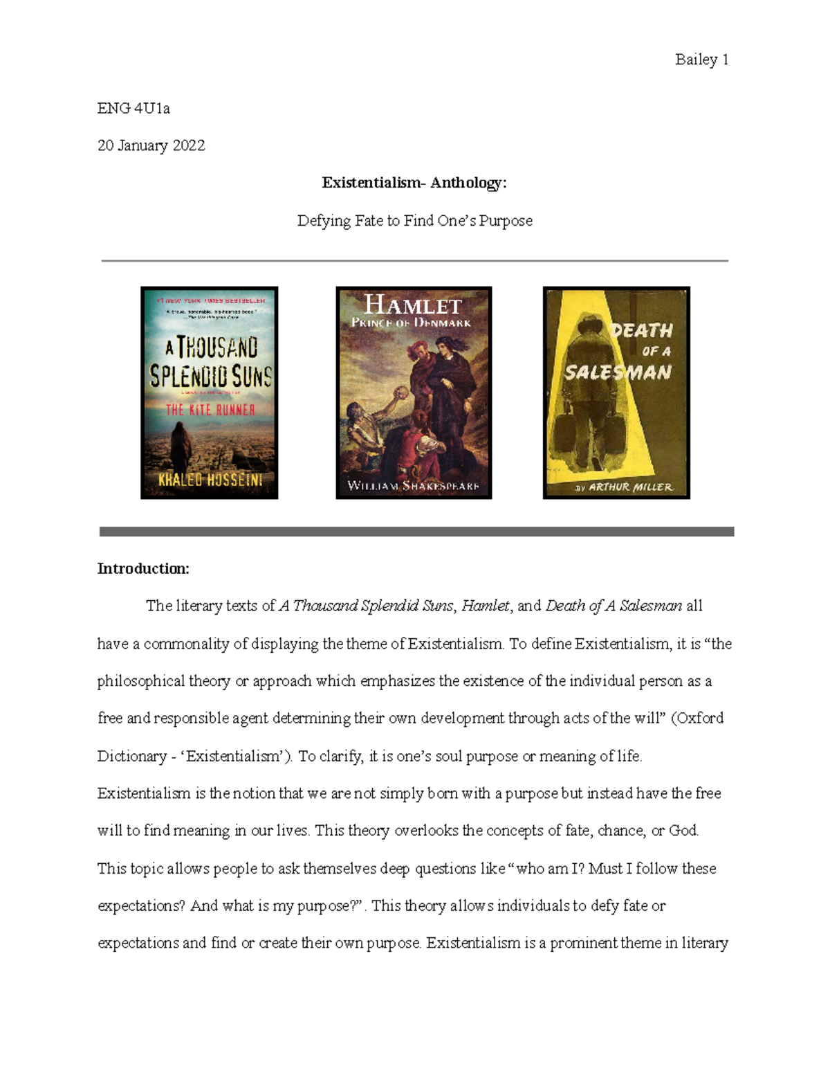 CPT- Existentialism Anthology - ENG 4U1a 20 January 2022 Existentialism ...