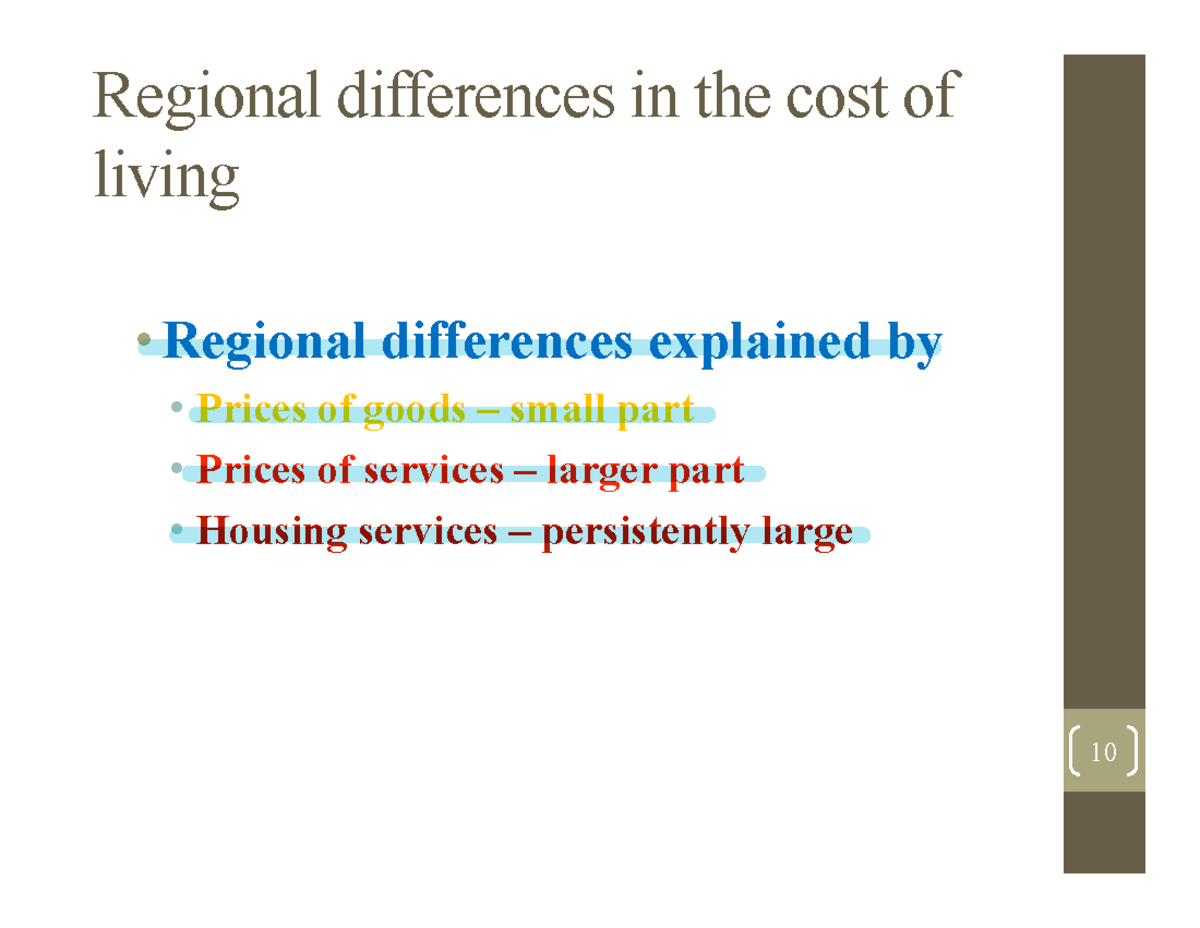 Econ 0110 lecture notes - Regional differences in the cost of living ...