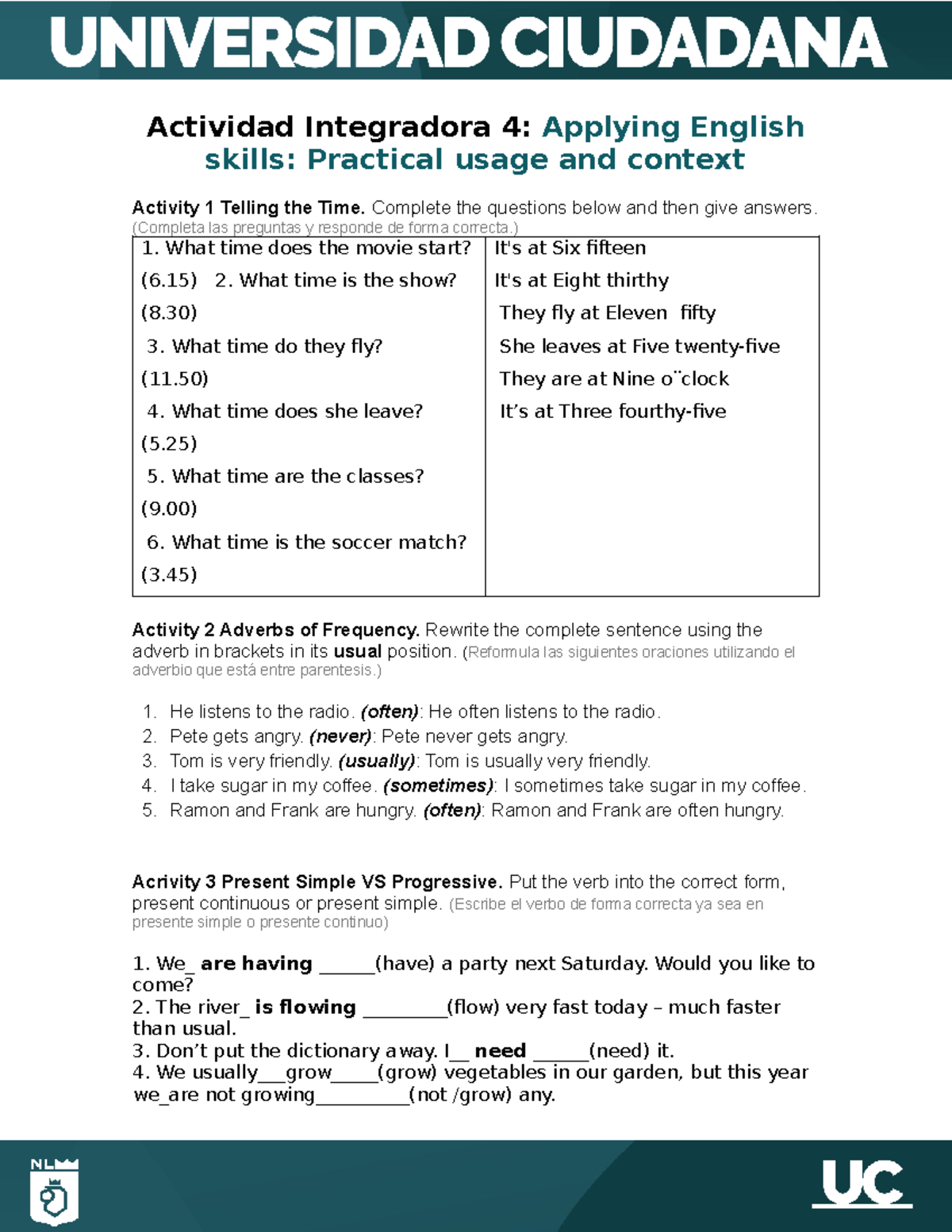 Actividad Integradora 4 1 - Complete the questions below and then give ...