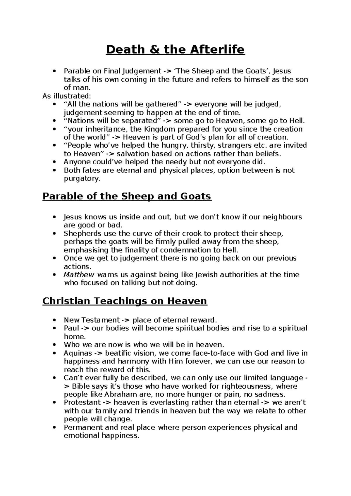 Death and the Afterlife - Death & the Afterlife Parable on Final ...