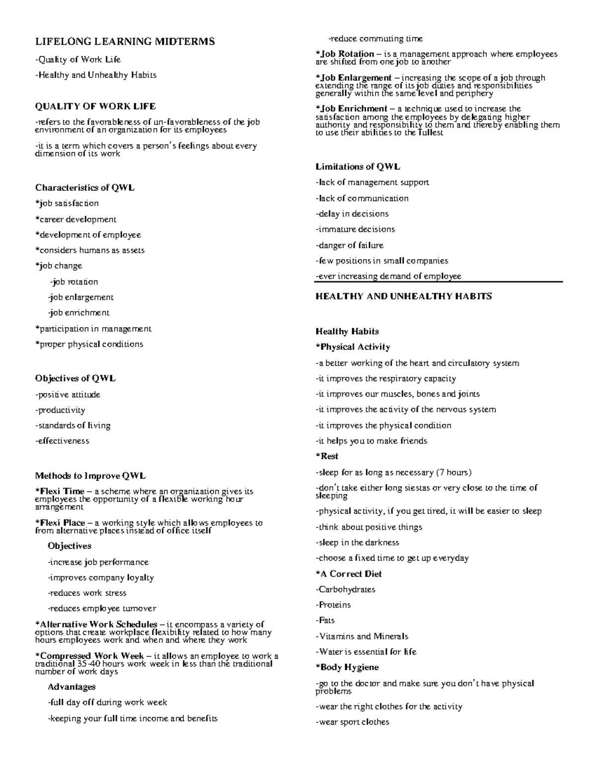 Lifelong- Learning- Midterms - LIFELONG LEARNING MIDTERMS Quality of ...