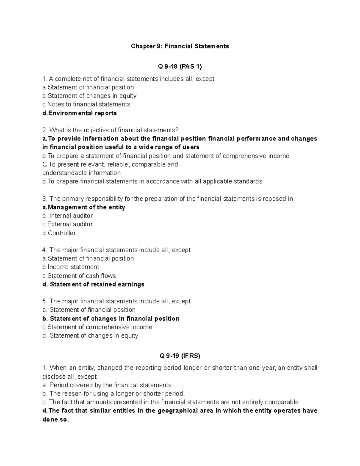 Intacc 3 MCQS - Intermediate Accounting 3 (FS, Notes to FS, SFP, Prior ...