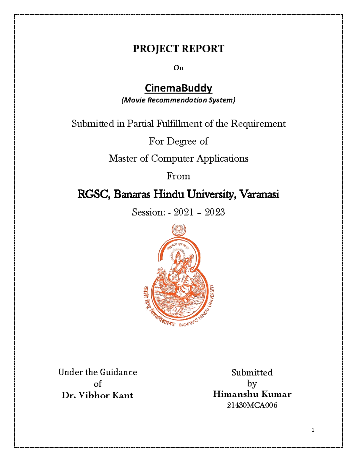 Mini Project Report - PROJECT REPORT On CinemaBuddy (Movie ...