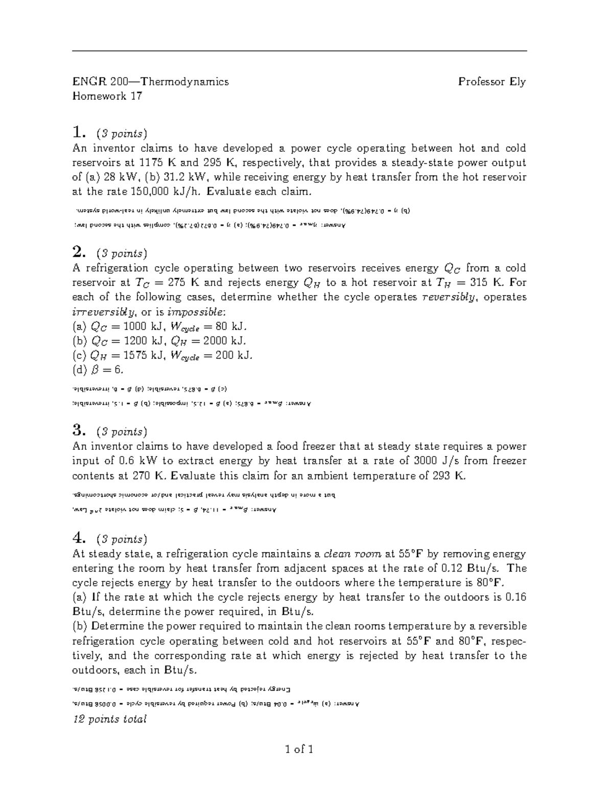 Ch5 hw 17 - ENGR 200—Thermodynamics Professor Ely Homework 17 1. (3 ...