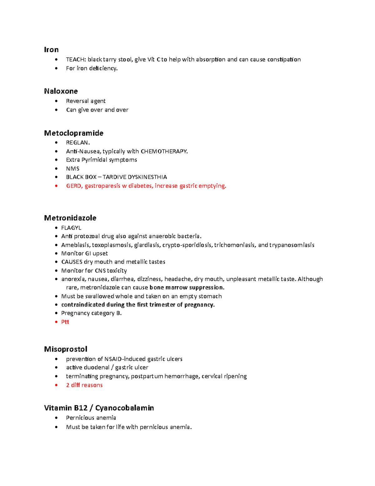 Adult ONE Pharm QUIZ -1 - Iron • TEACH: black tarry stool, give Vit C ...