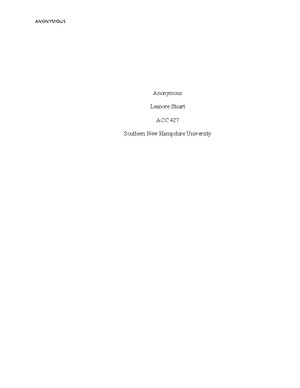 ACC 345 1-3 Final Project Milestone One - " It takes into account a ...