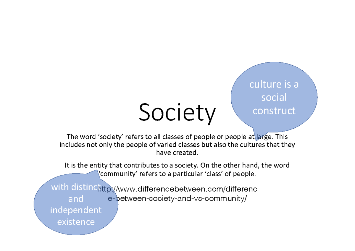 2.1 Society - Society The word ‘society’ refers to all classes of ...