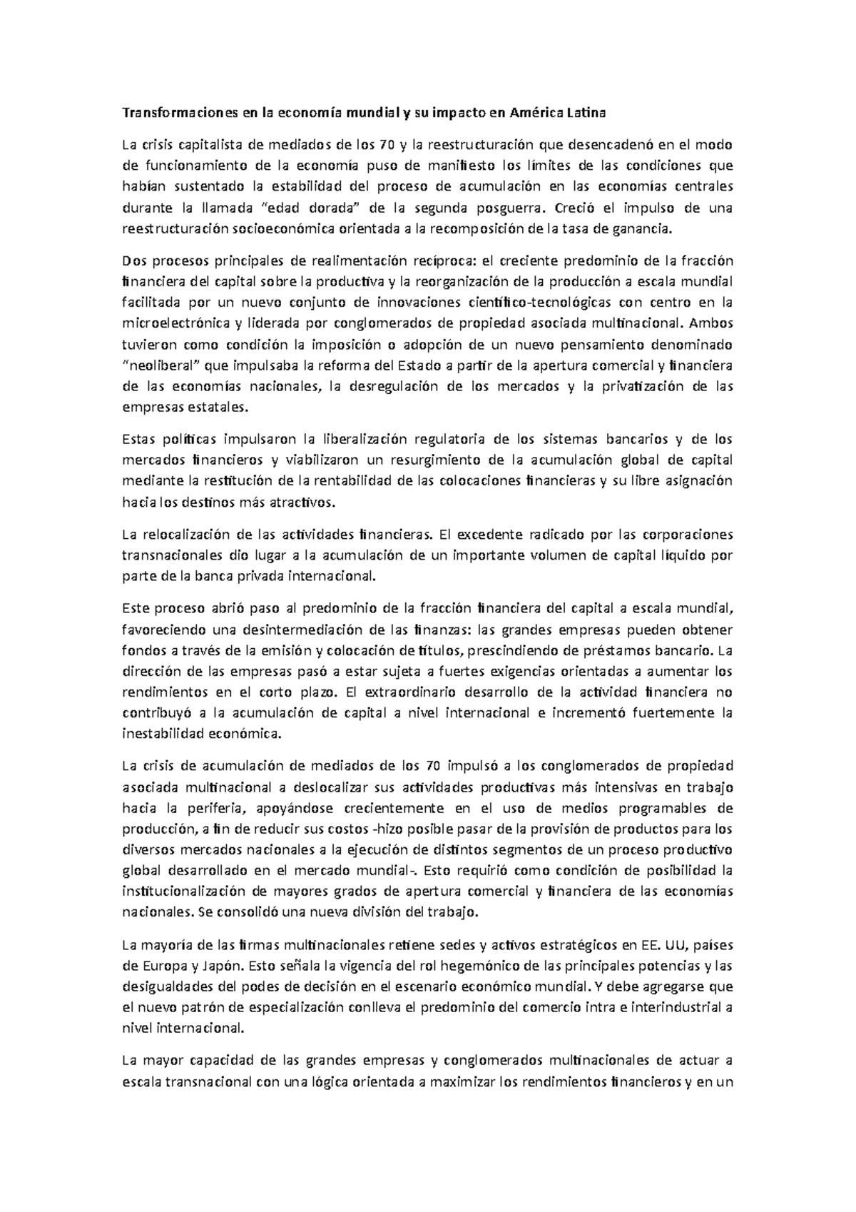 Forcinito y tolon - sdgfnmkl - Transformaciones en la economía mundial ...