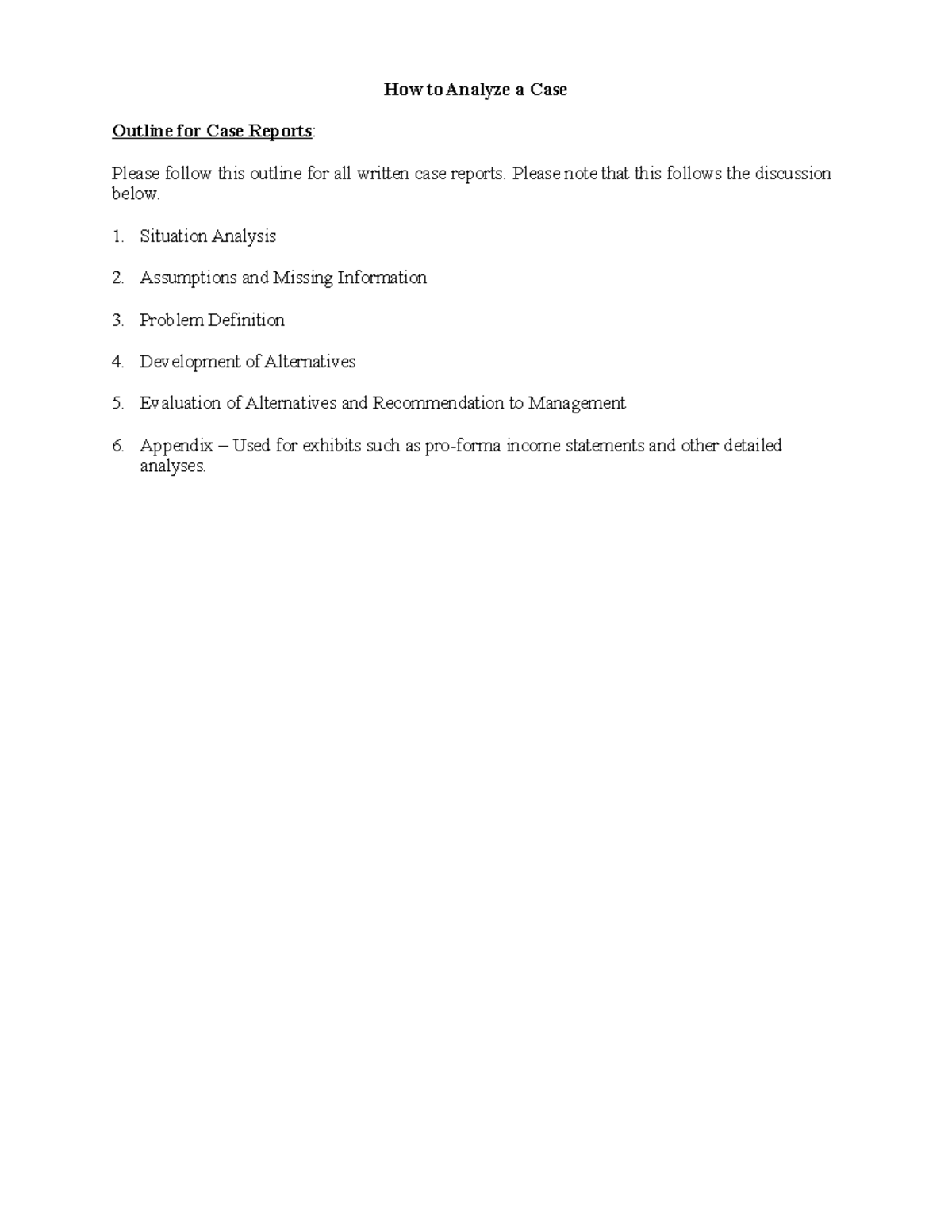 Handout - How to Analyze a Case - How to Analyze a Case Outline for ...