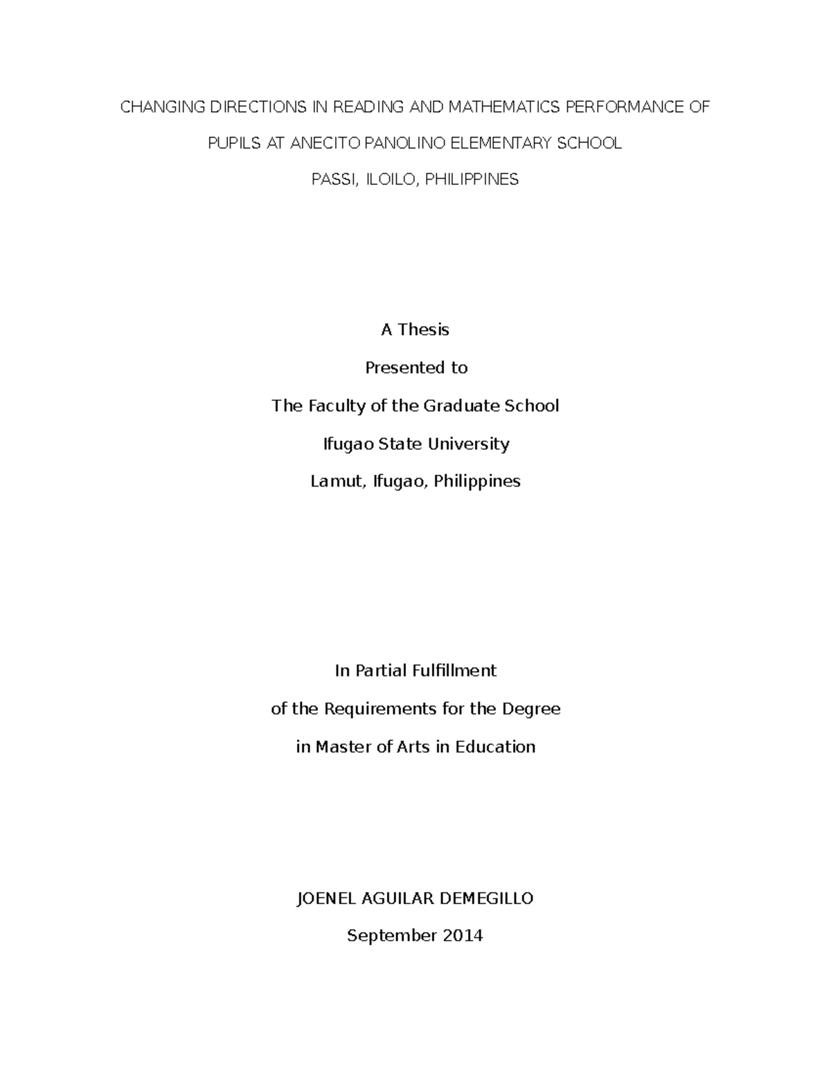 Changing Directions IN Reading AND Mathe - CHANGING DIRECTIONS IN ...