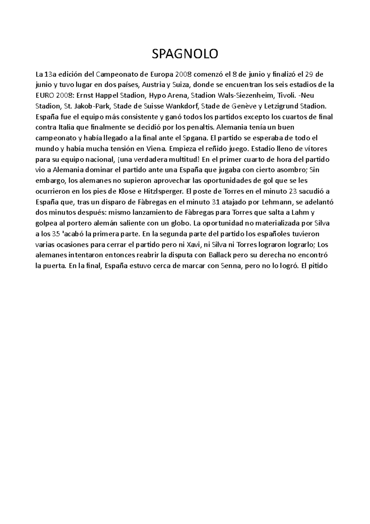 Elaborato Spagnolo - ppppppppppppppppppppppppppp - SPAGNOLO La 13a ...