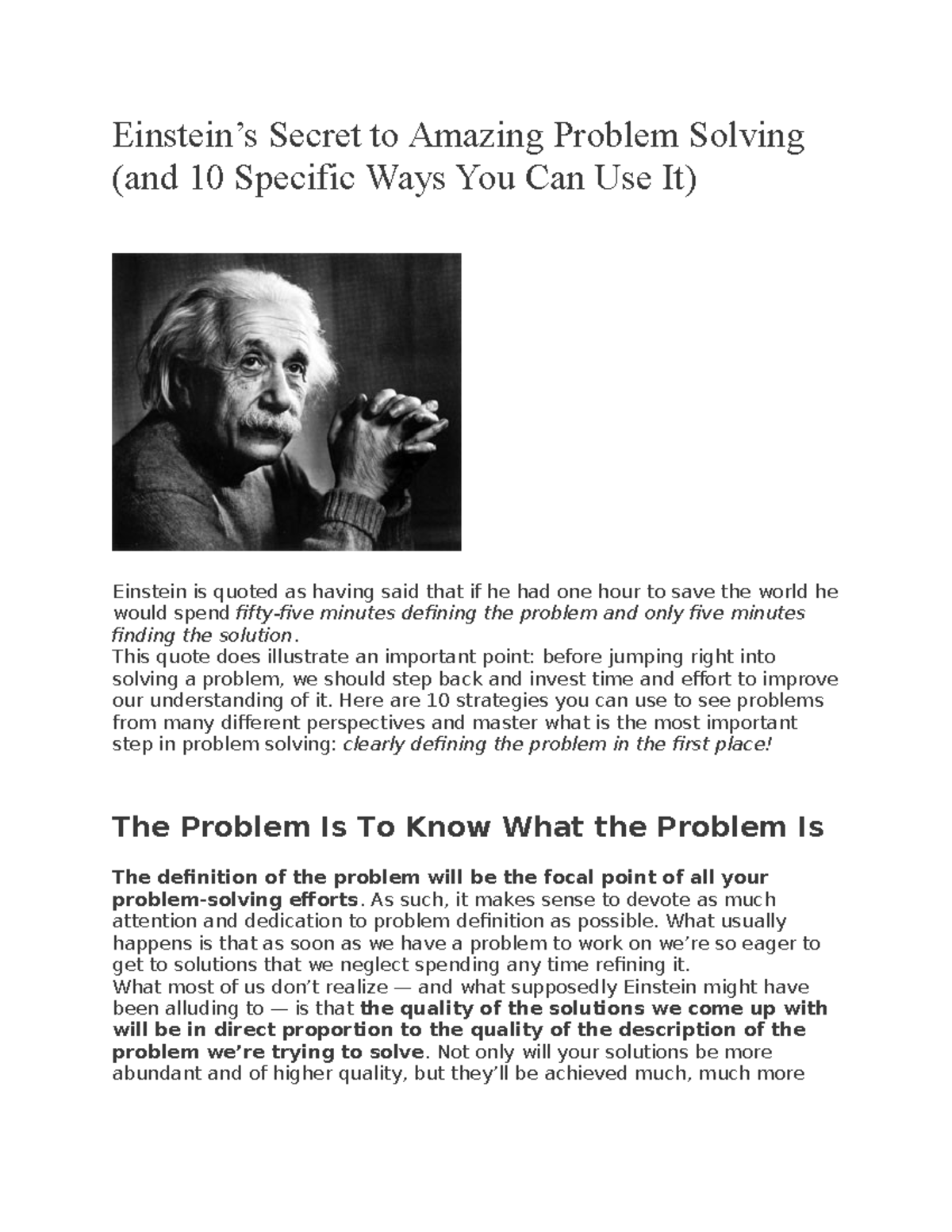 Einstein's Secret to Amazing problem Solving - Einstein’s Secret to ...