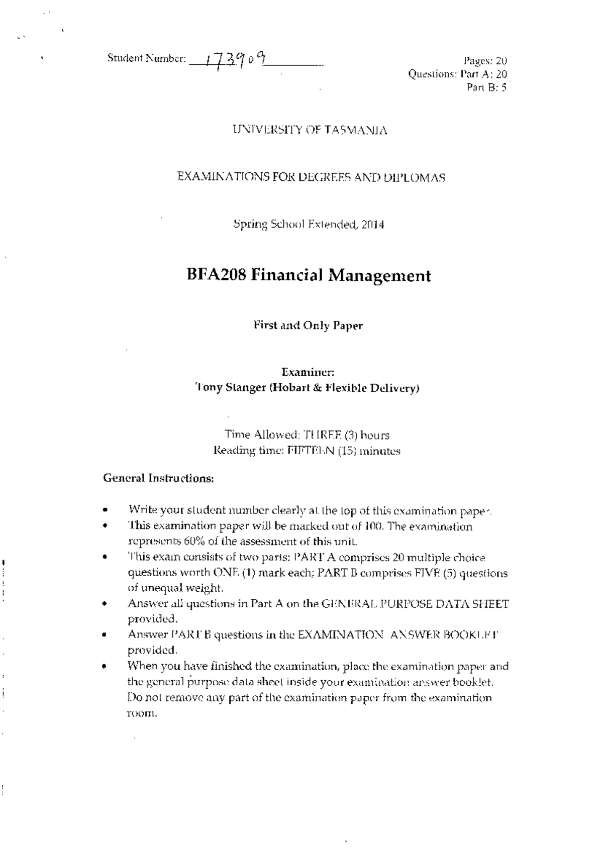 BFA208 Past year paper - BFA208 - Studocu