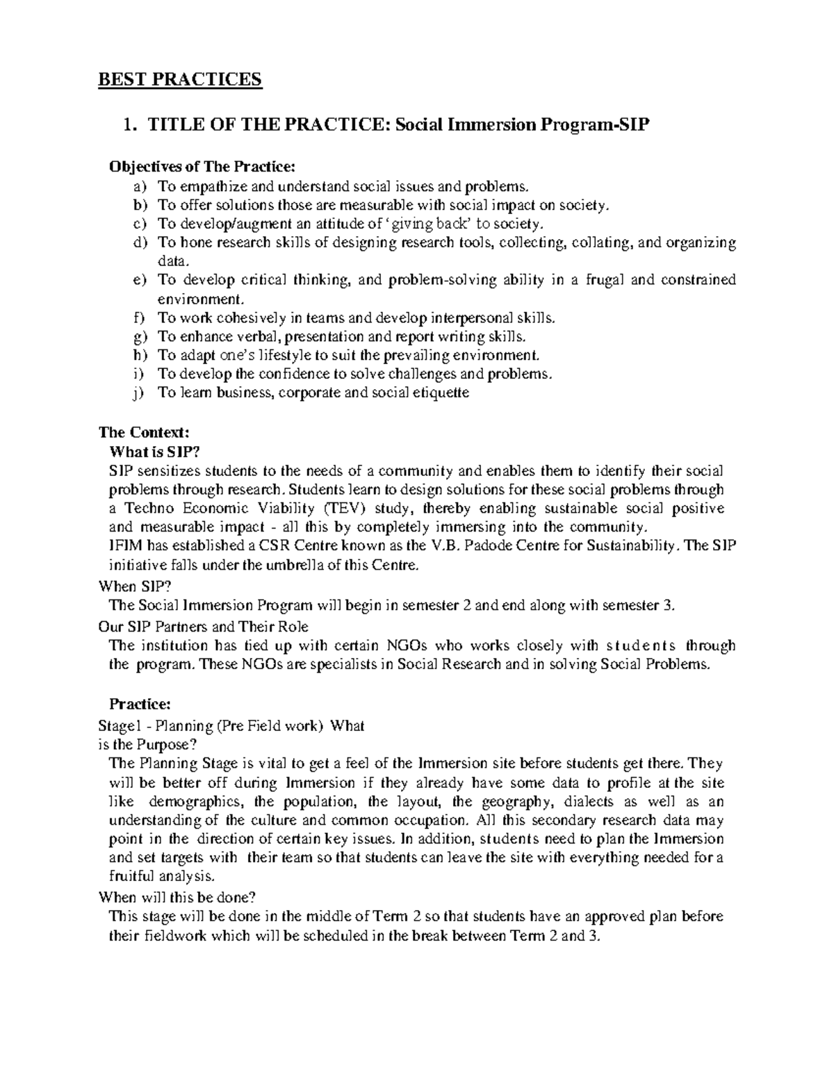 7 - Sip report - BEST PRACTICES 1. TITLE OF THE PRACTICE: Social ...