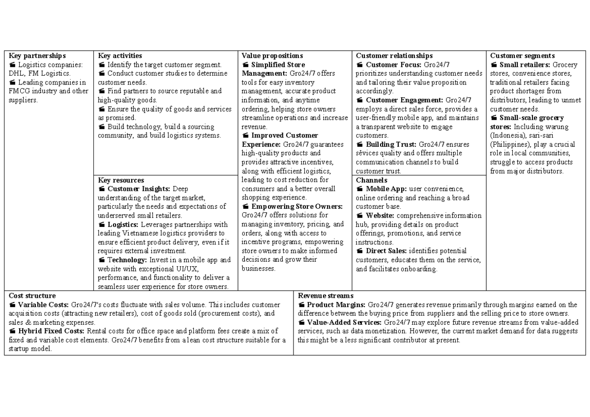 Business model canvas - Key partnerships Logistics companies: DHL, FM ...