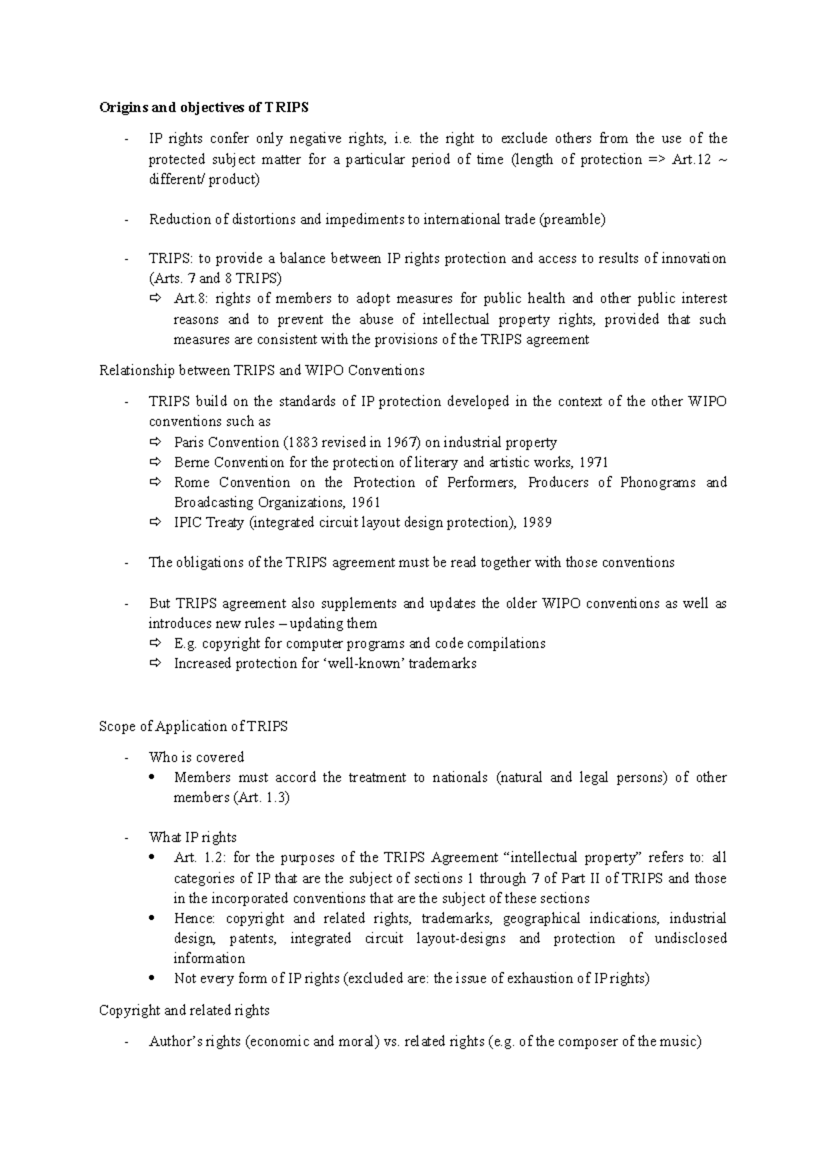 Origins and objectives of Trips - Origins and objectives of TRIPS IP ...