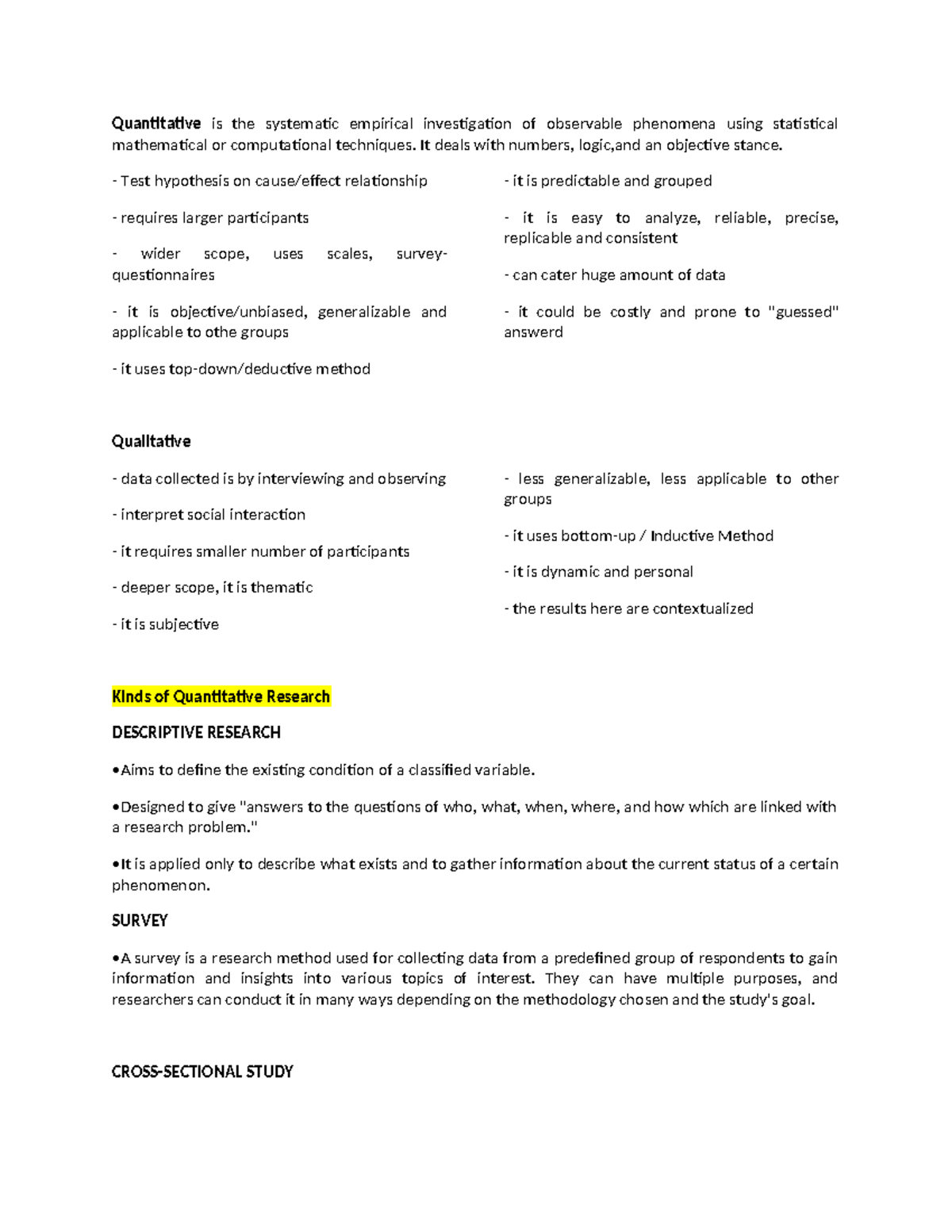 PR2- Reviewer - wow - Quantitative is the systematic empirical investigation of observable ...