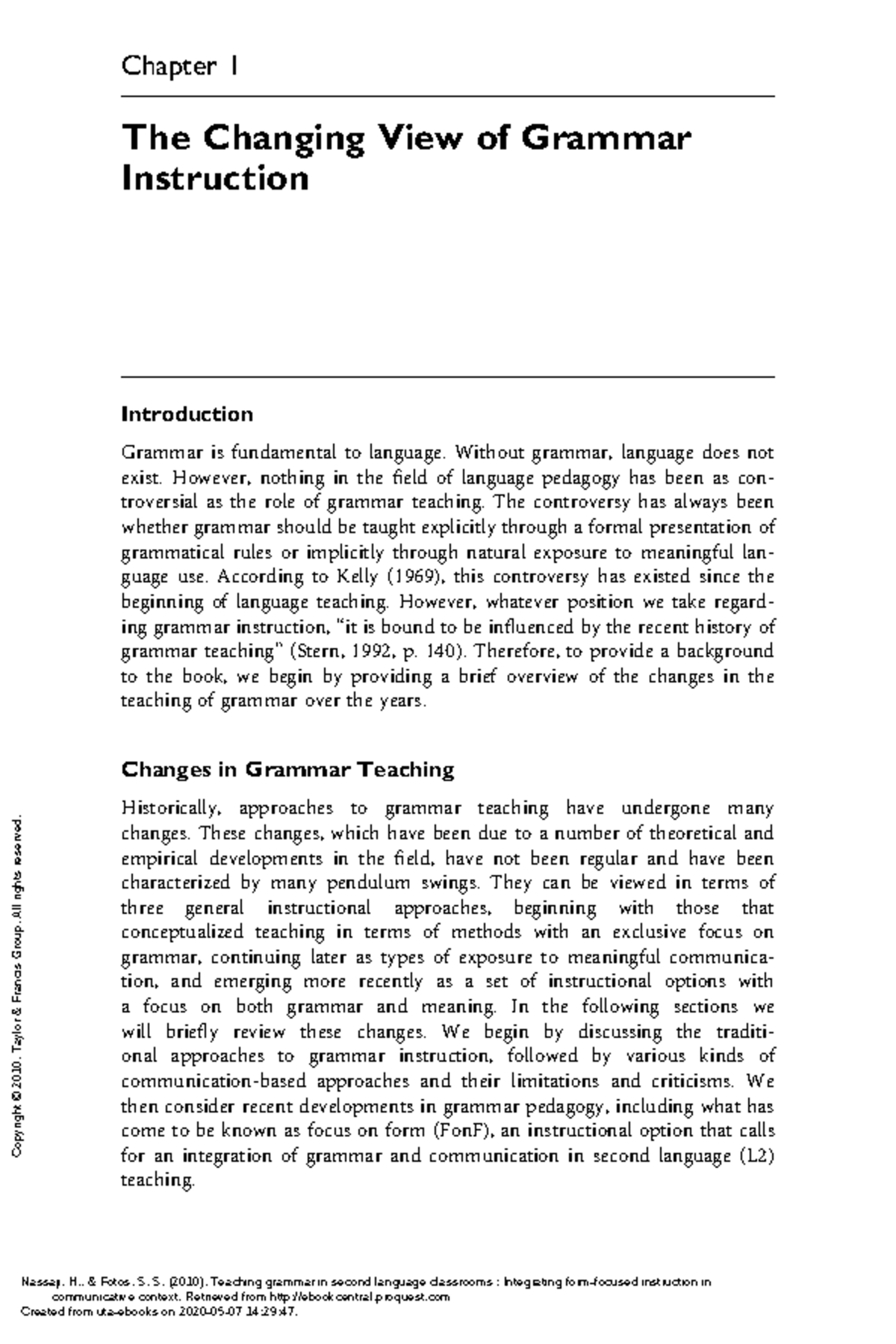 Chapter 1 The Changing View of Grammar Instruction - Chapter 1 The ...
