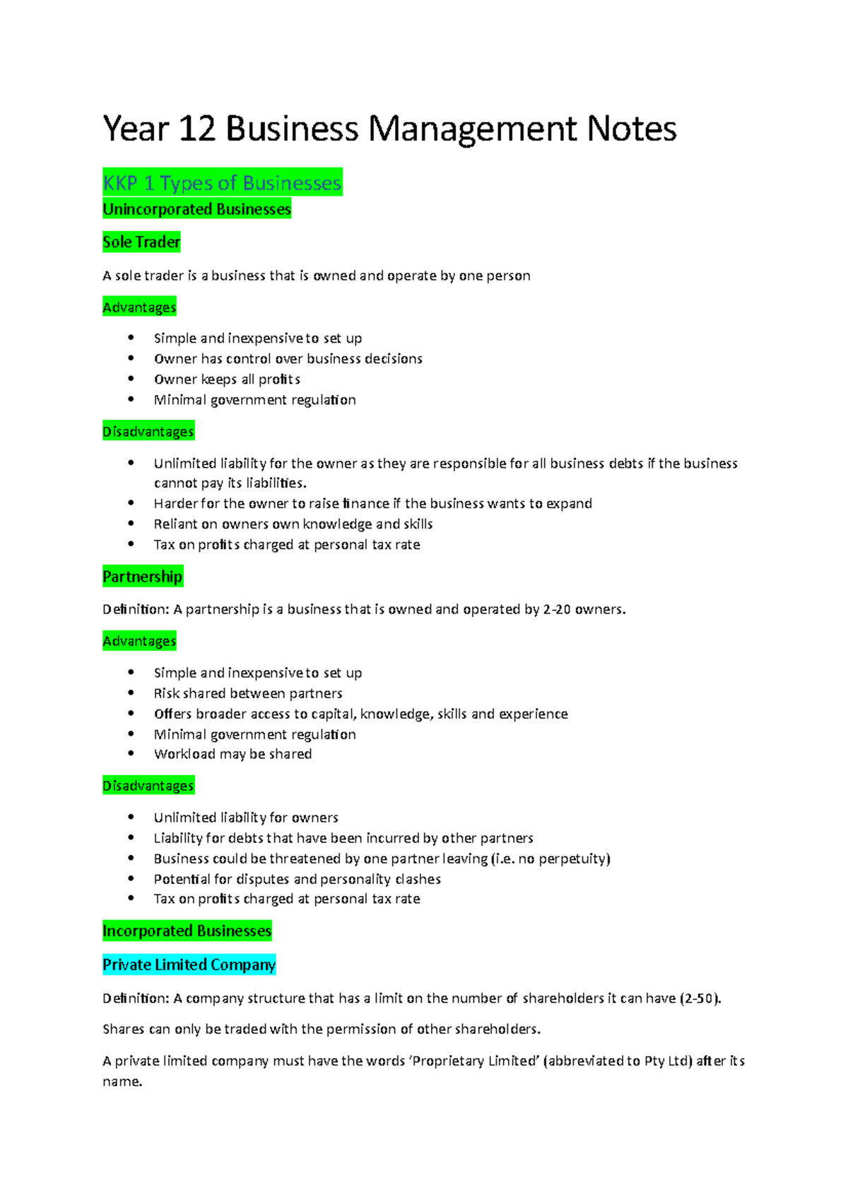 business management notes for doing business management and all that ...