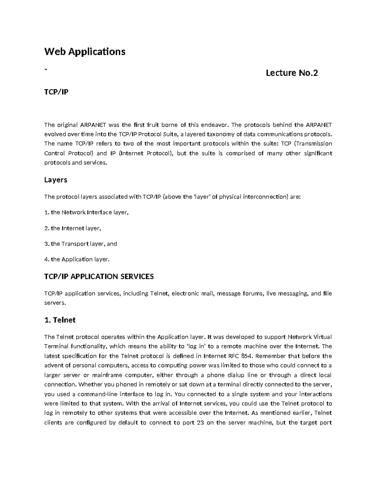 Lecture No 1 What is web technology - Web Applications ` Lecture No ...