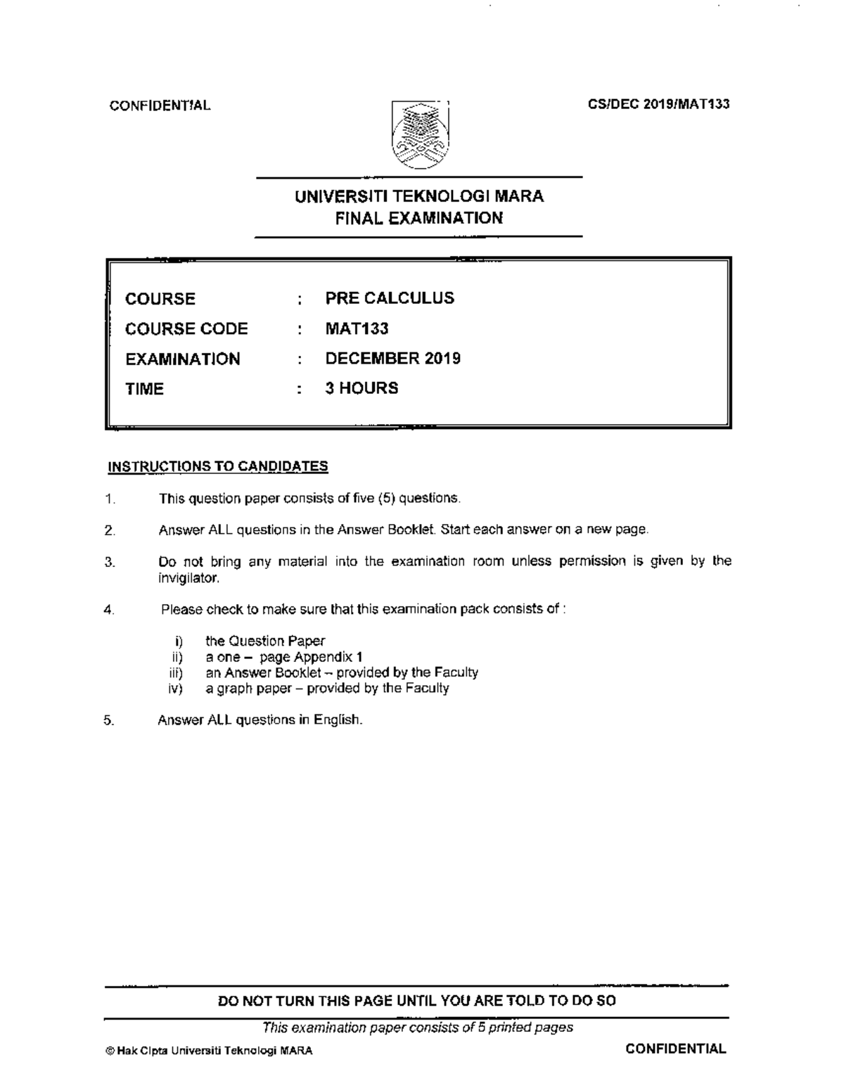 Faculty Computer Sciences AND Mathematic 2020 Session 1 PRA Diploma ...