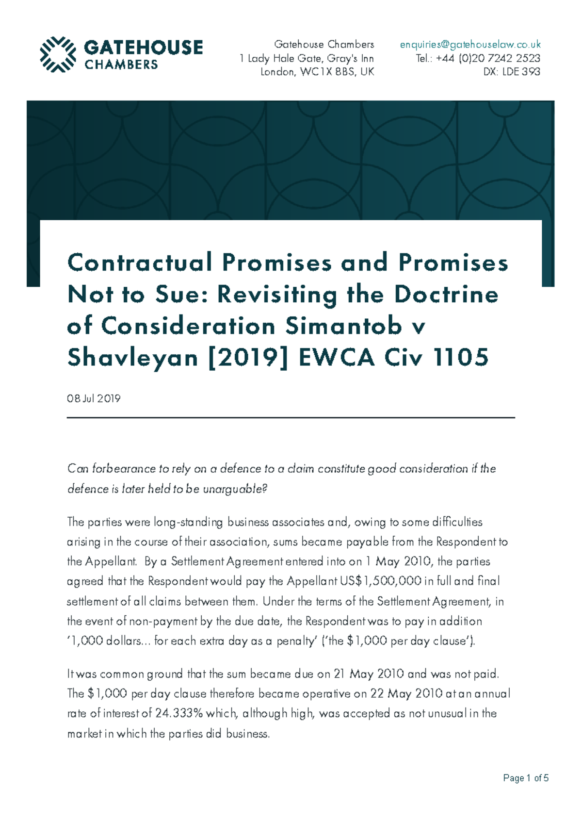 Contractual promises and promises not to sue revisiting the doctrine of ...