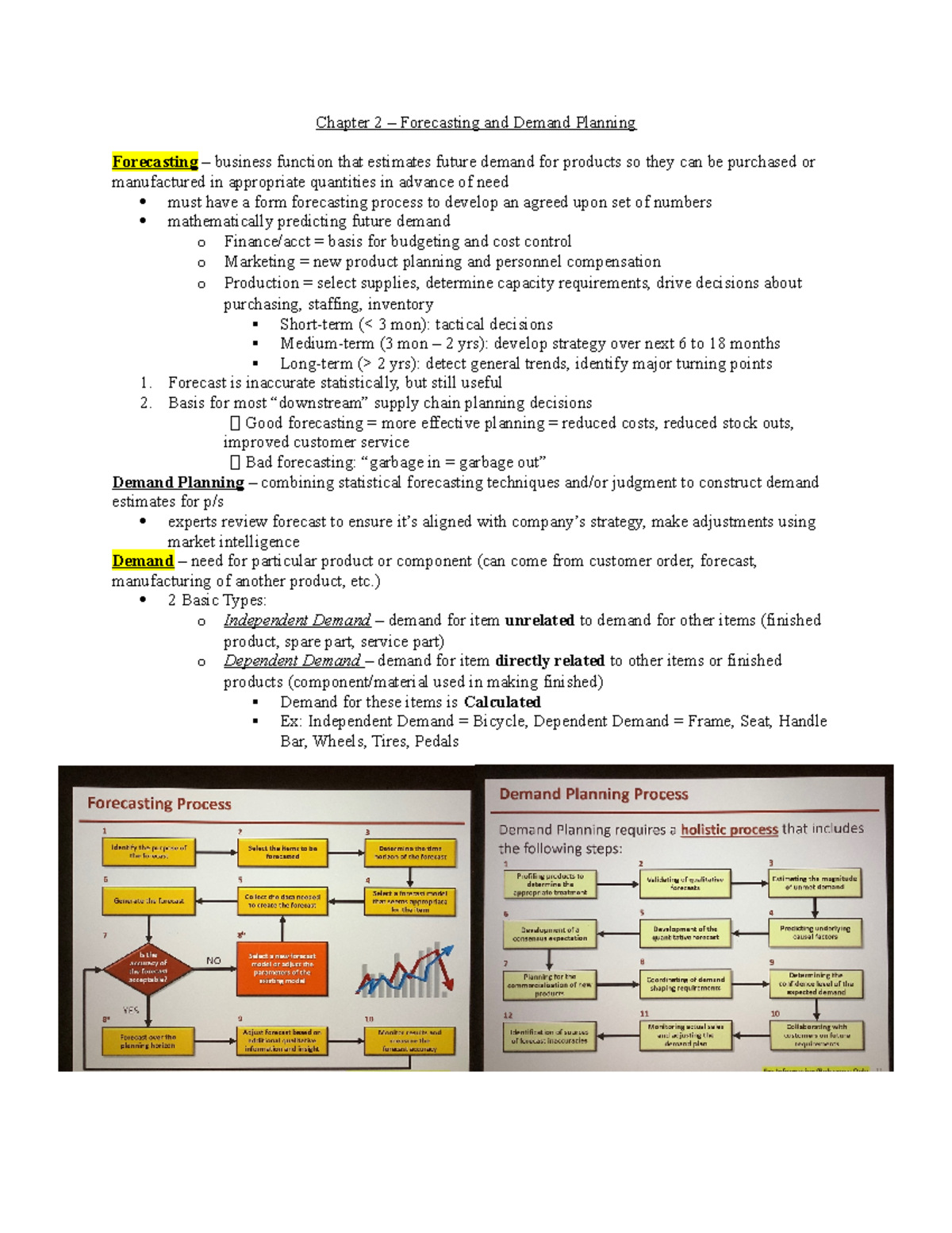 Chapter 2 - Chapter 2 – Forecasting and Demand Planning Forecasting ...