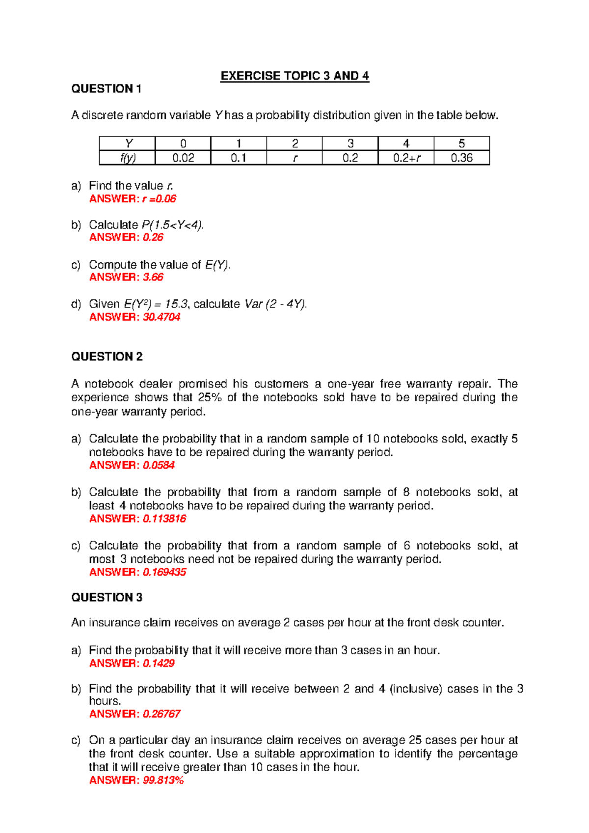 Exercise Topic 3 AND 4 - tuto for test 2 - EXERCISE TOPIC 3 AND 4 ...