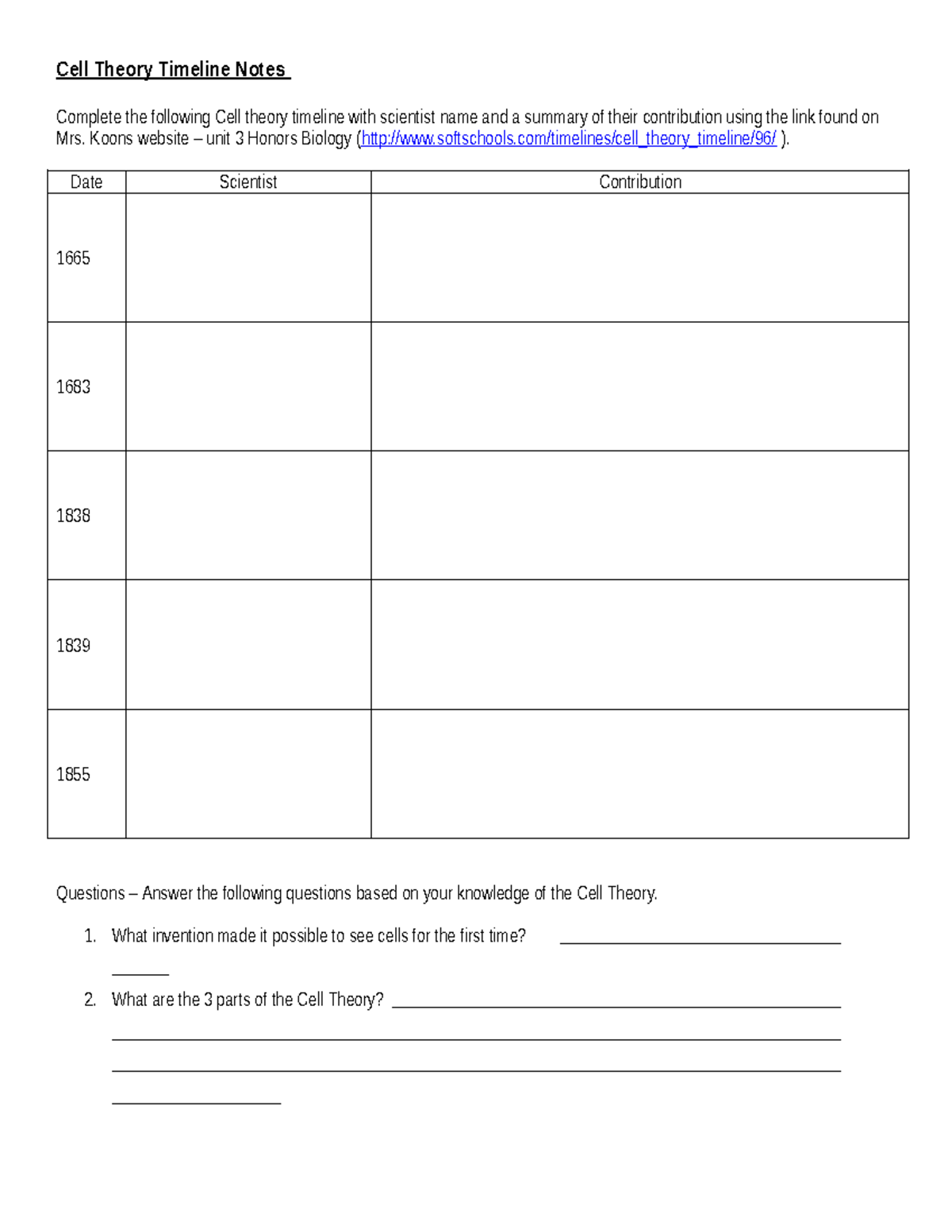 Cell-theory-timeline-and-worksheet 2 - Cell Theory Timeline Notes ...