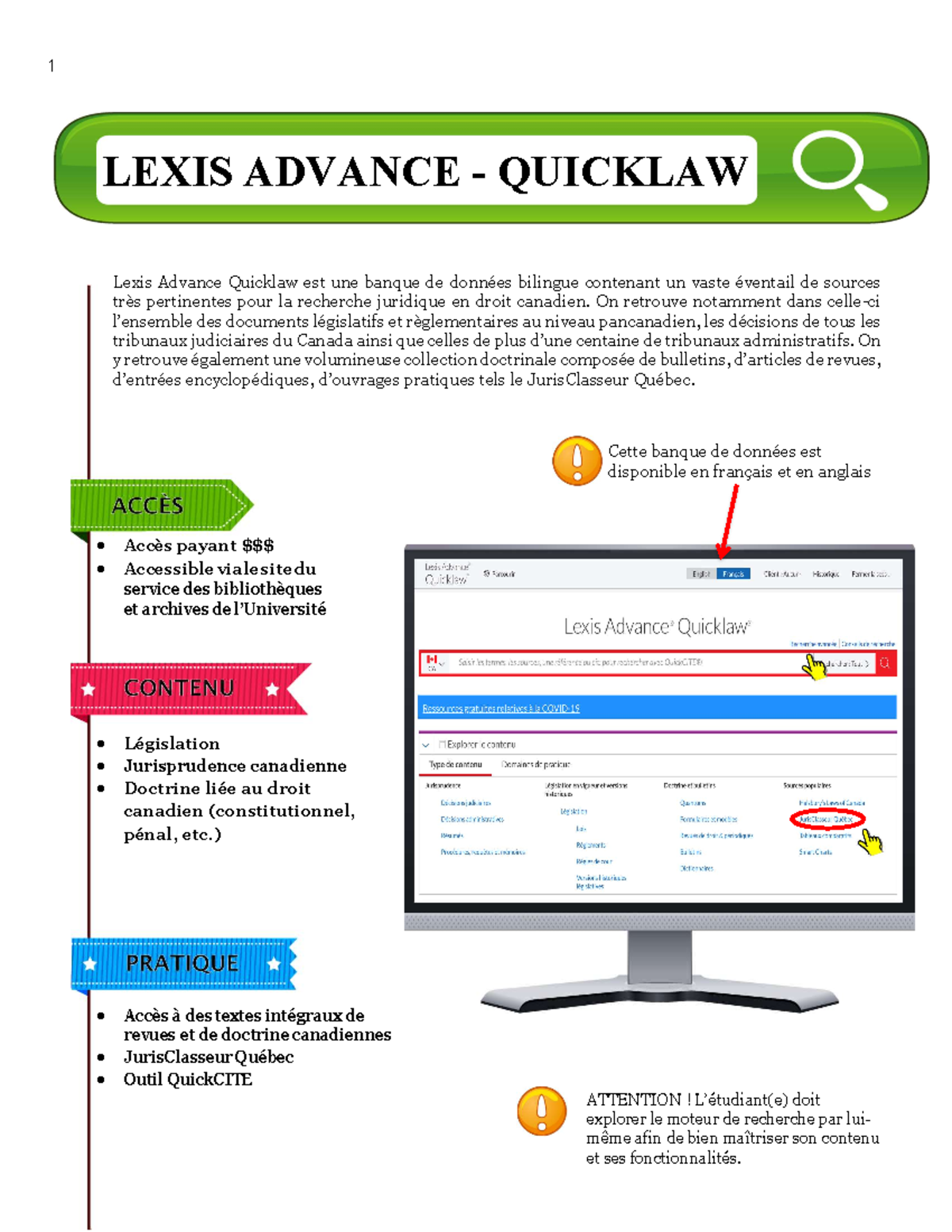 DRT131 - Cours 4 - LNQL - 2021-2022 - Lexis Advance Quicklaw est une ...