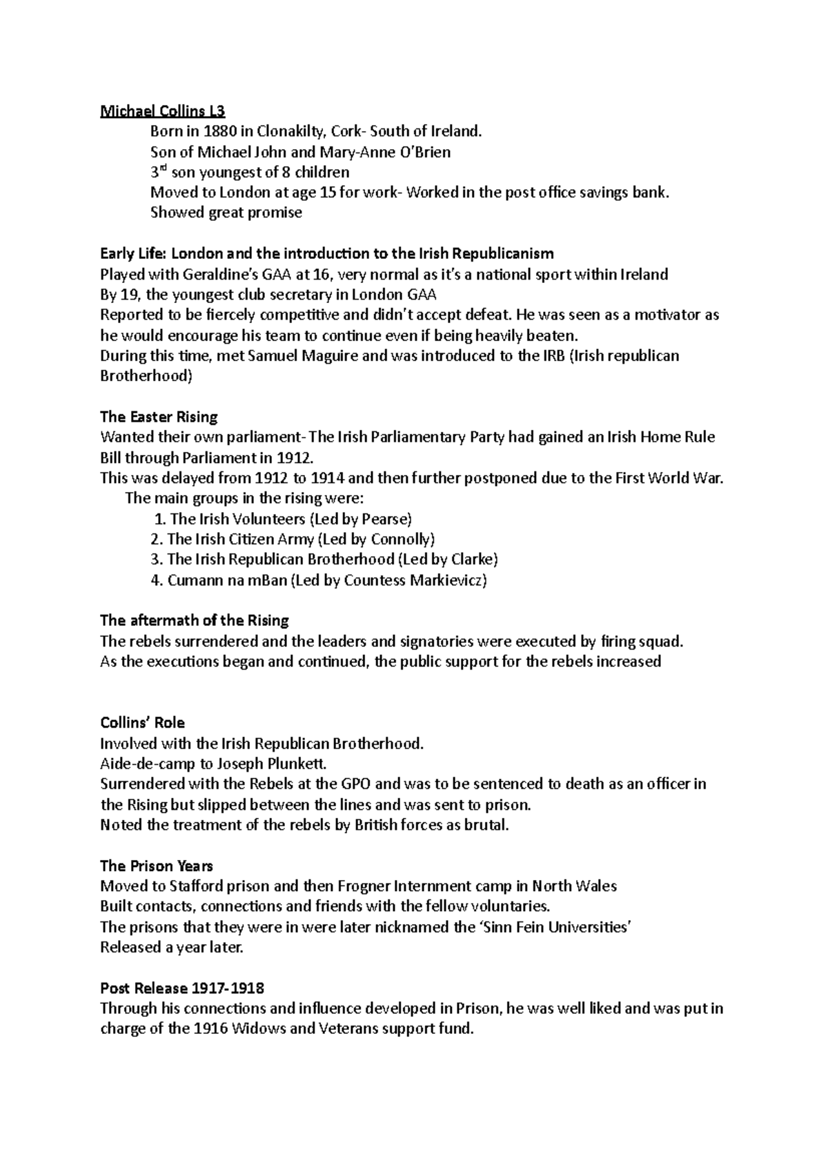 Michael Collins L3 - Lecture notes 3 - Michael Collins L Born in 1880 ...